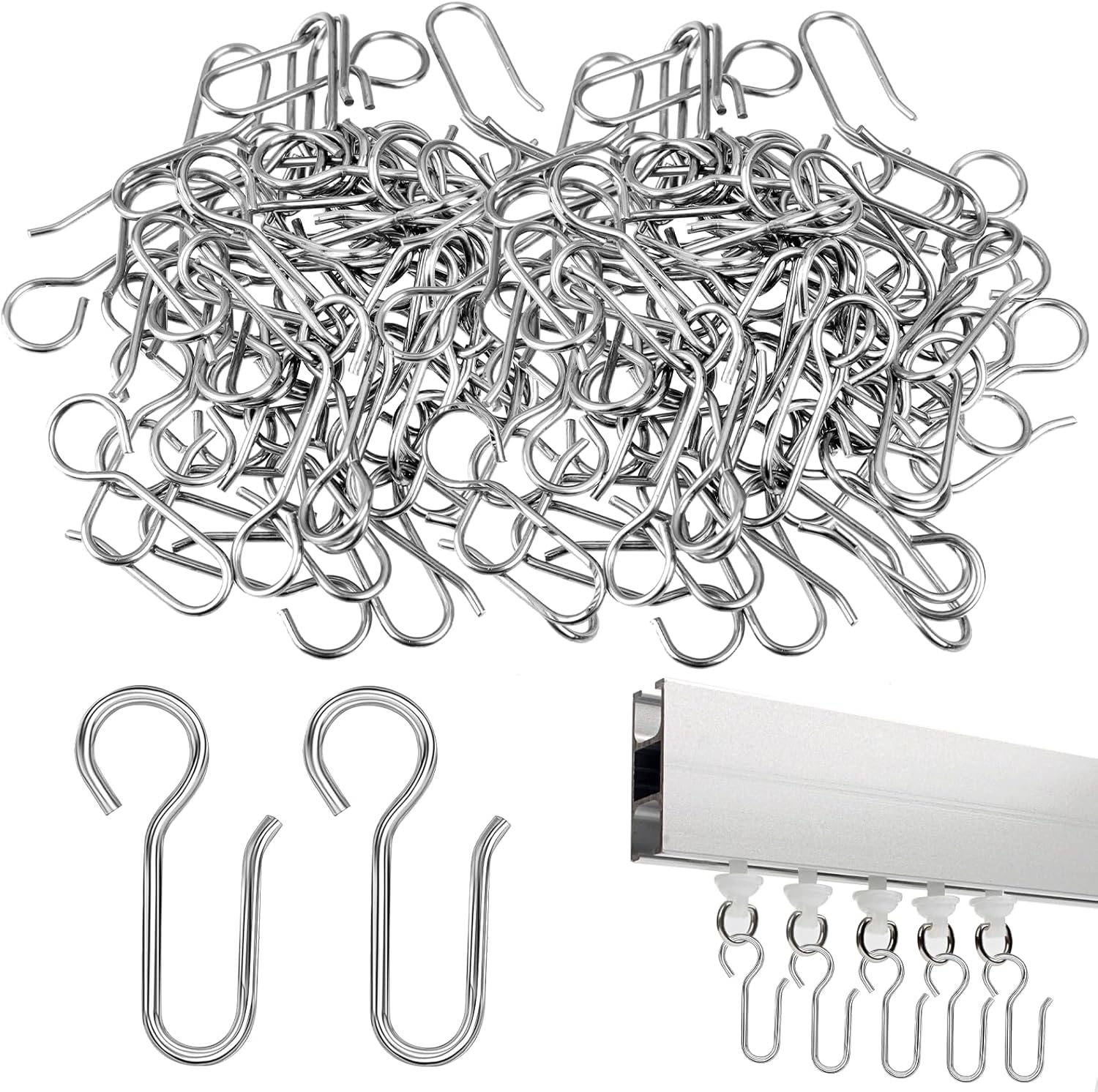 Crochets de rideaux, rail coulissant de 60 crochets, crochets de rideau ...