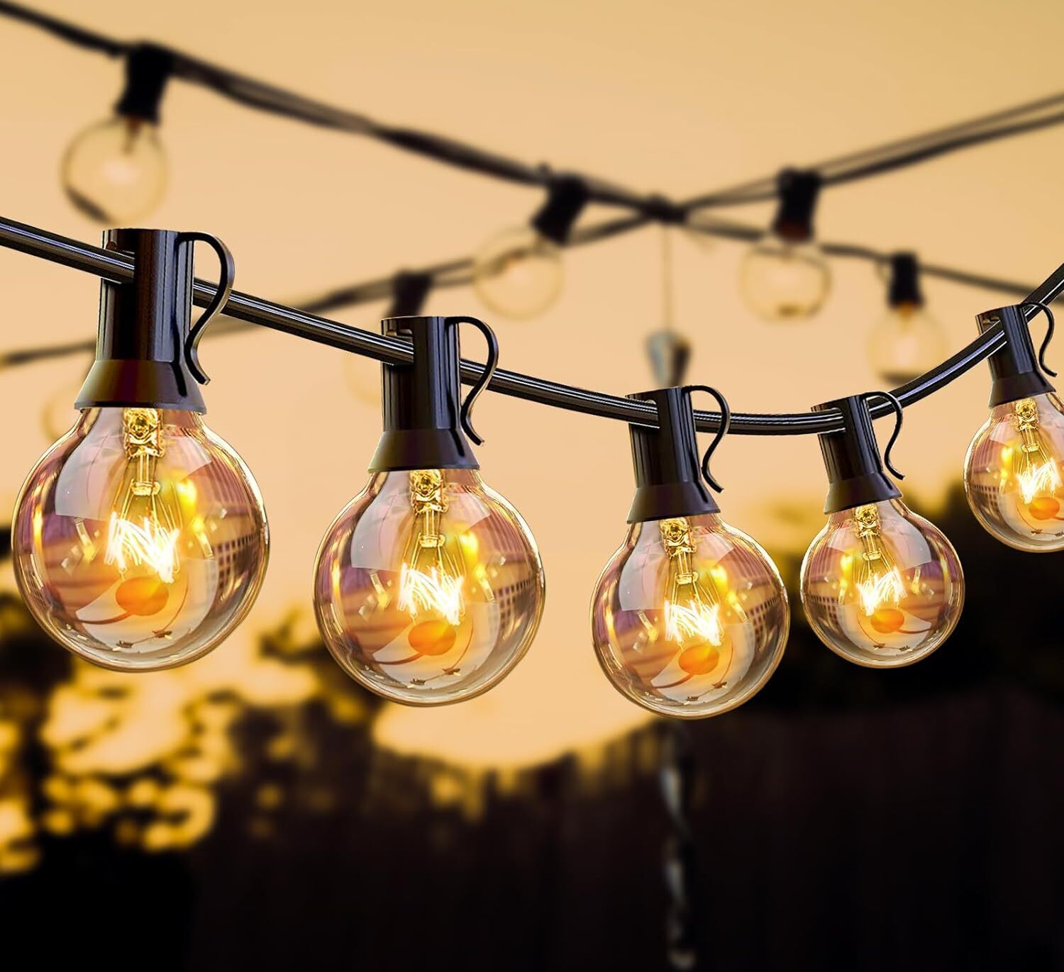 Guirlande lumineuse extérieure 16,4 m avec 50+4 ampoules G40, guirlande ...