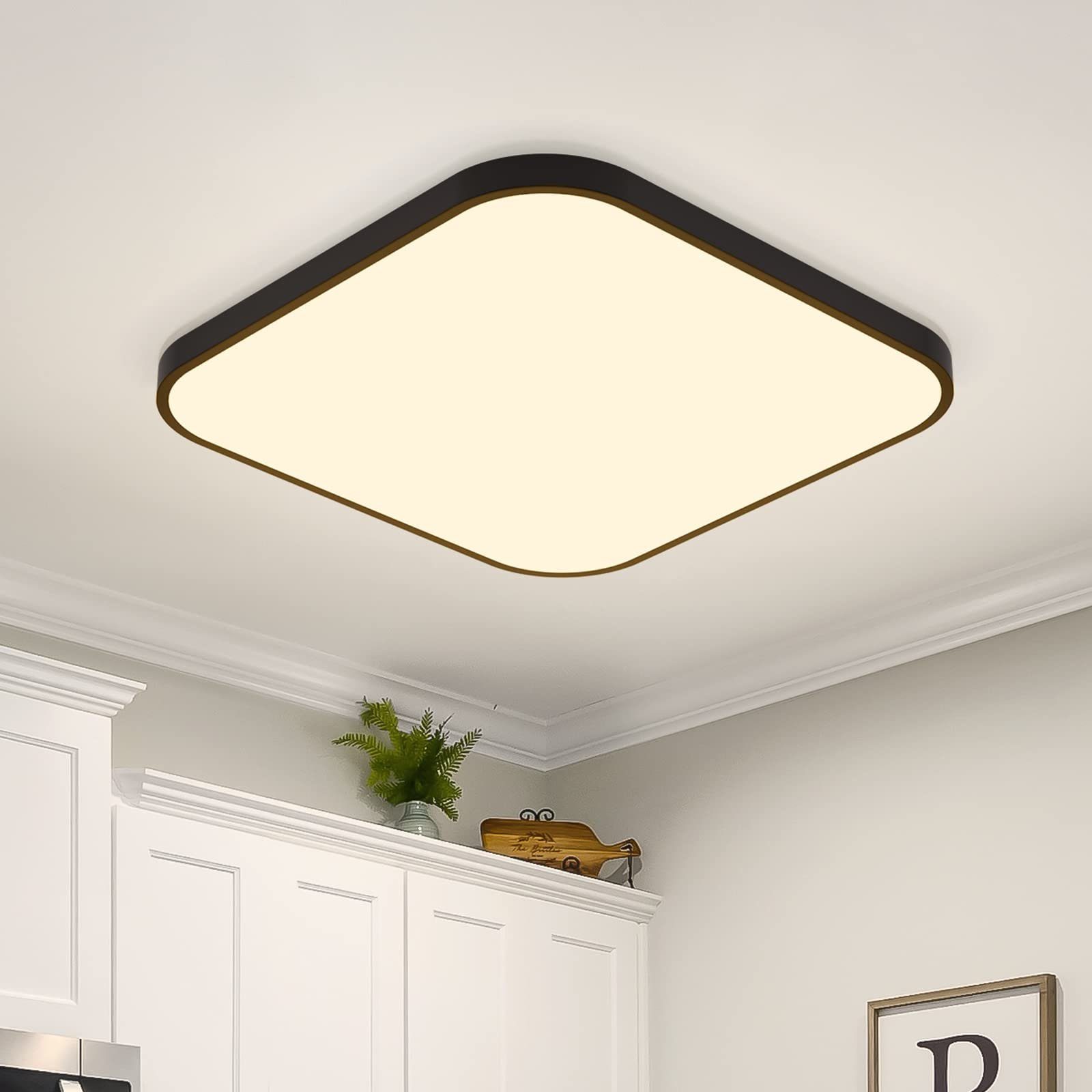 ZMH Lámpara de techo LED cuadrada plana de 27 cm IP44 de 19 W para ...
