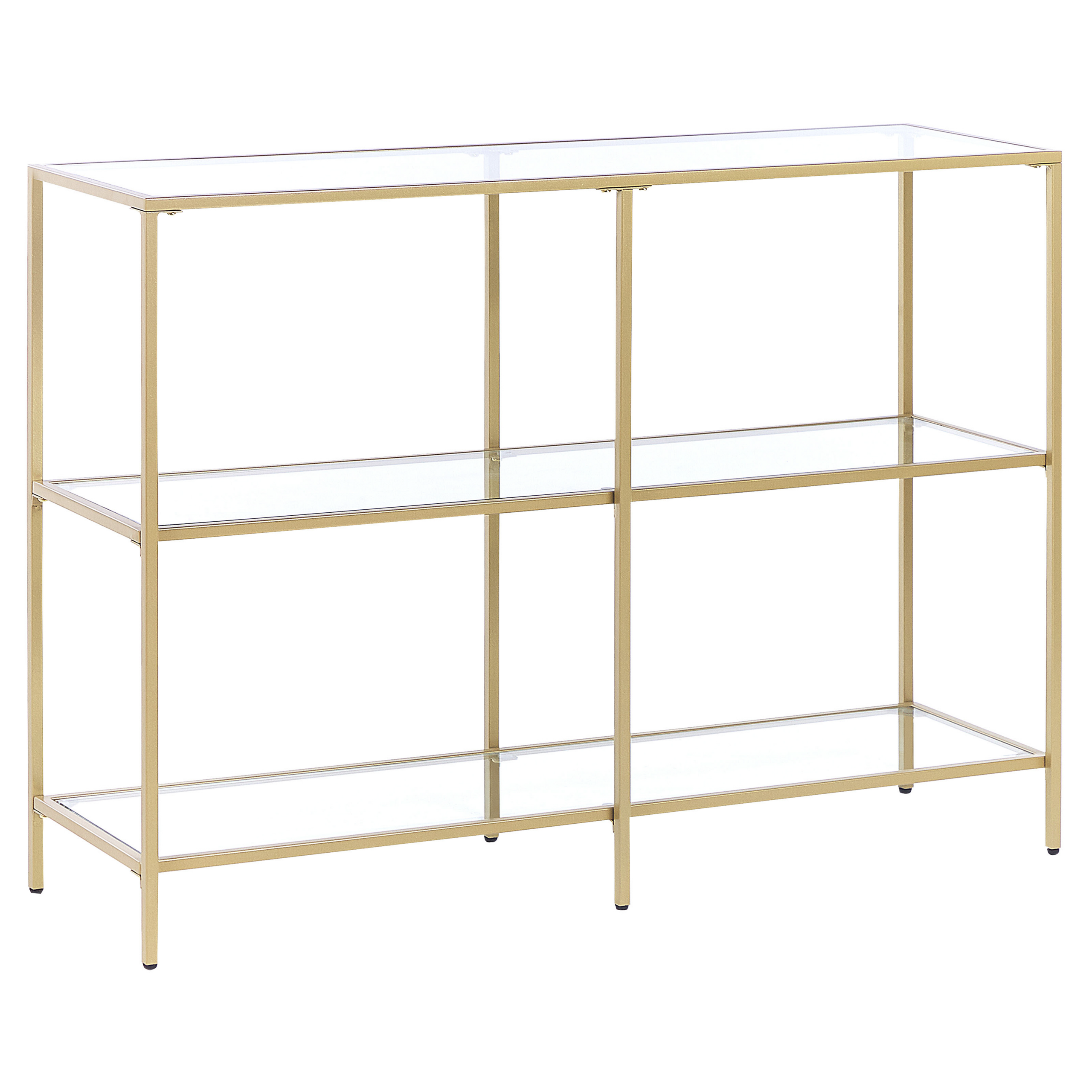 Beliani Consola de vidrio templado transparente/dorado 100 x 30 cm ...