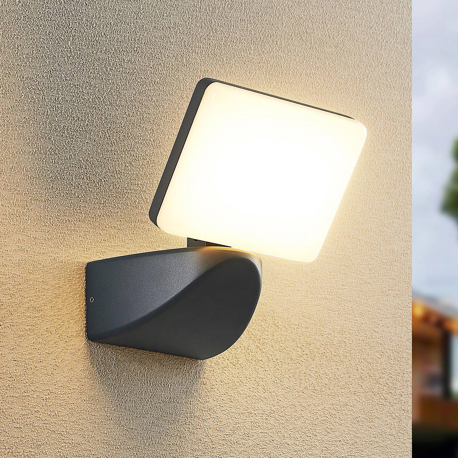 Lindby LED foco exterior Melamika, antracita, aluminio, foco LED para ...