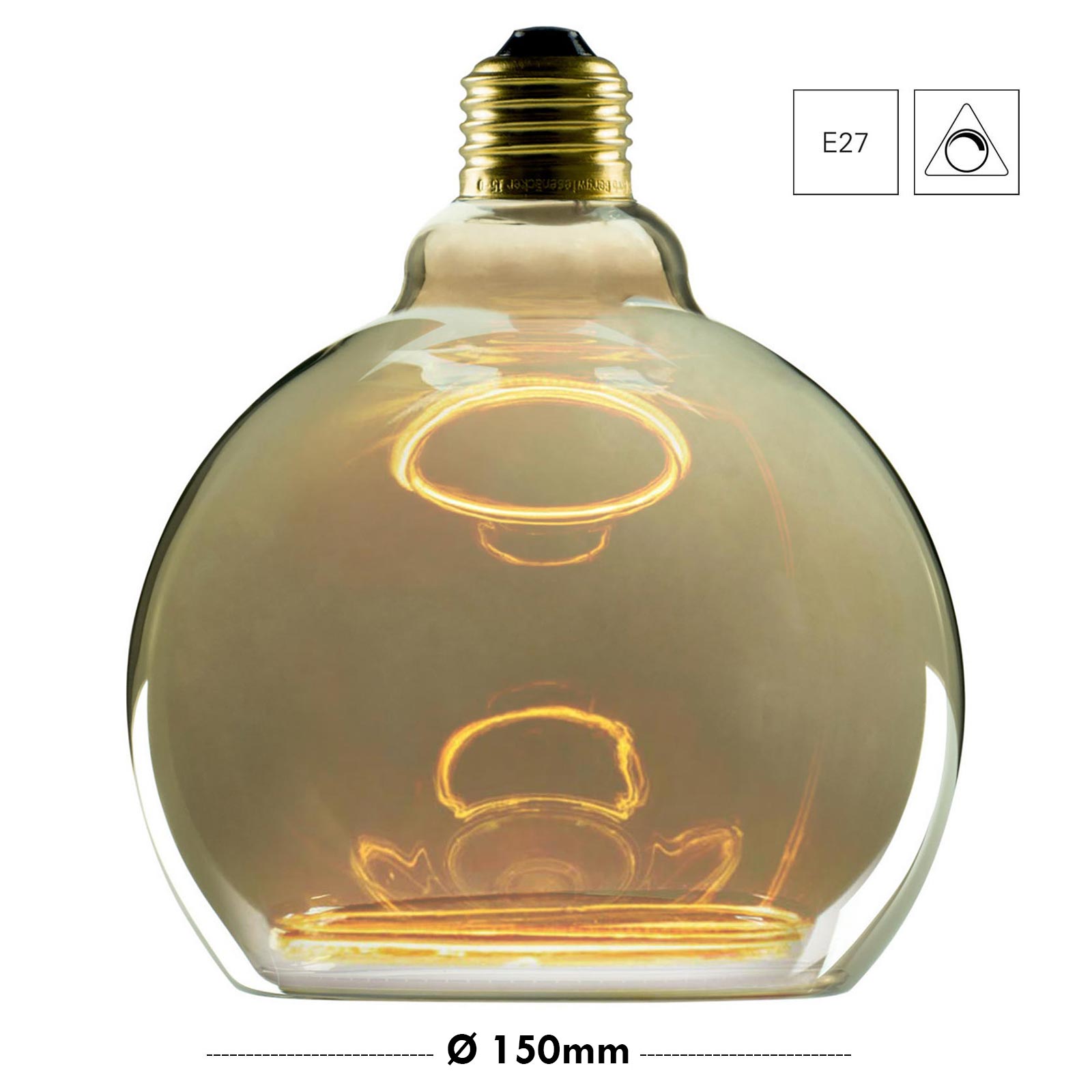 Ampoule design MOON lampe LED E27 6W dimmable verre fumé lumière jaune ...