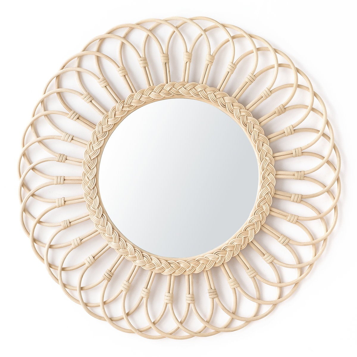 Espejo de pared ratán natural 60 x 60 cm | Leroy Merlin