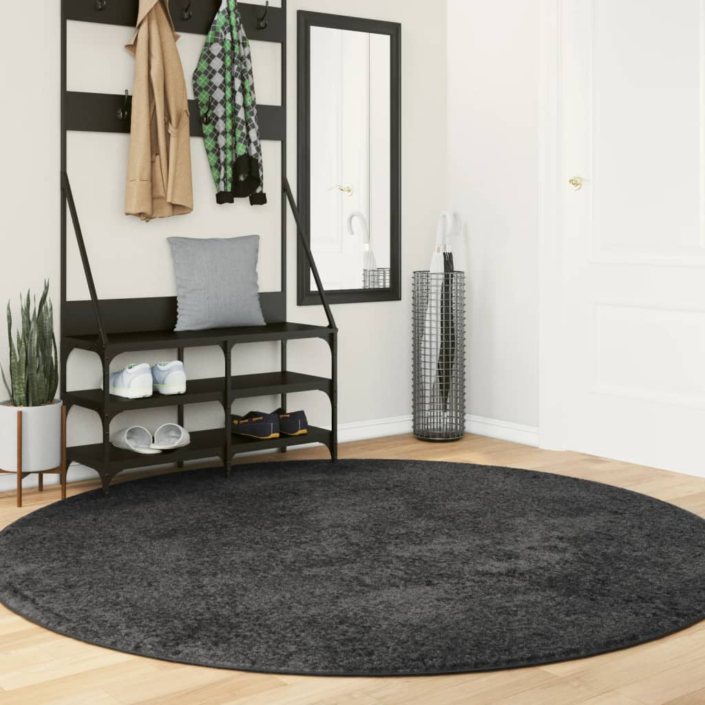 Alfombra de pelo largo moderna gris antracita Ø 200 cm | Leroy Merlin