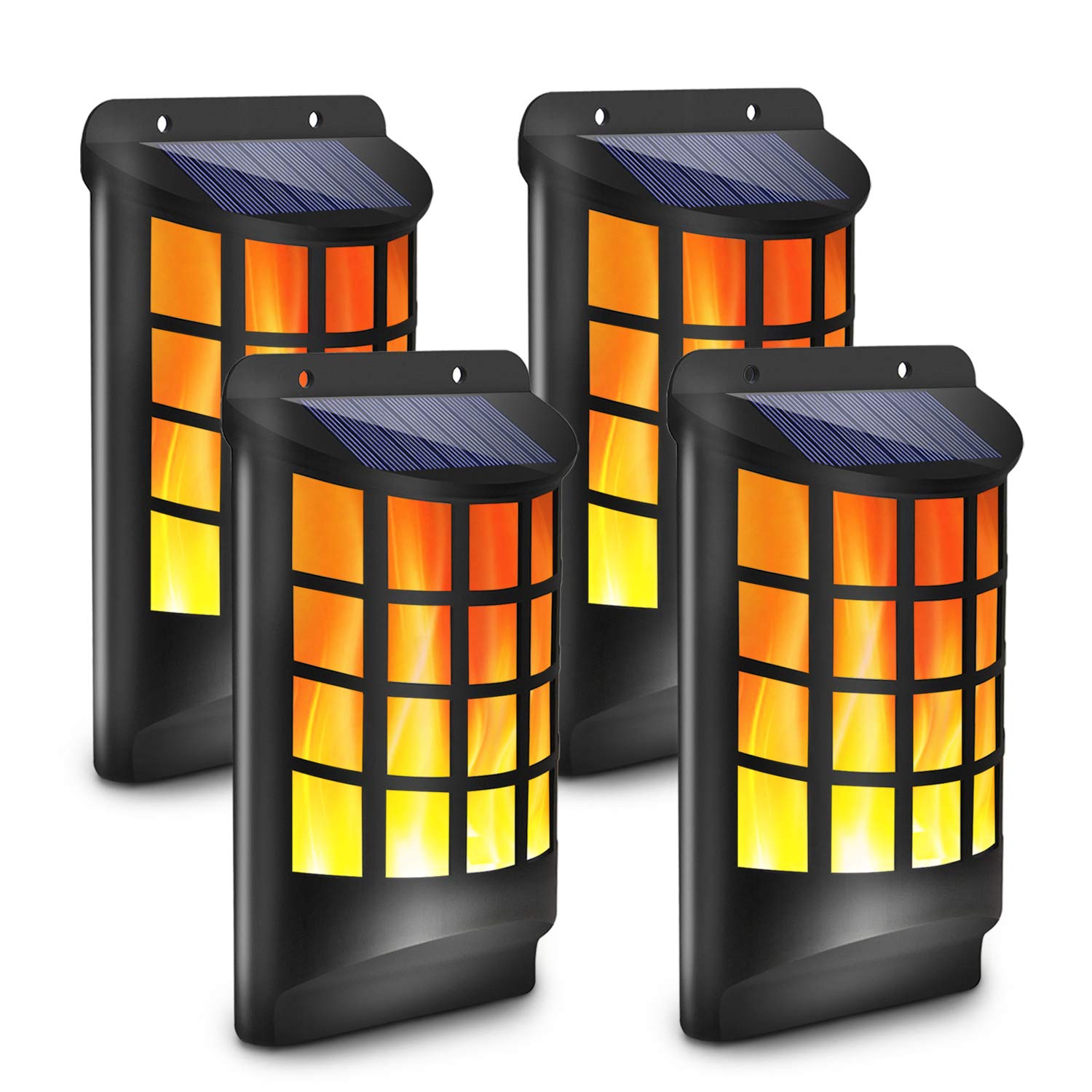 Lot de 4 lampes solaires d'extérieur en forme de flamme vacillante ...