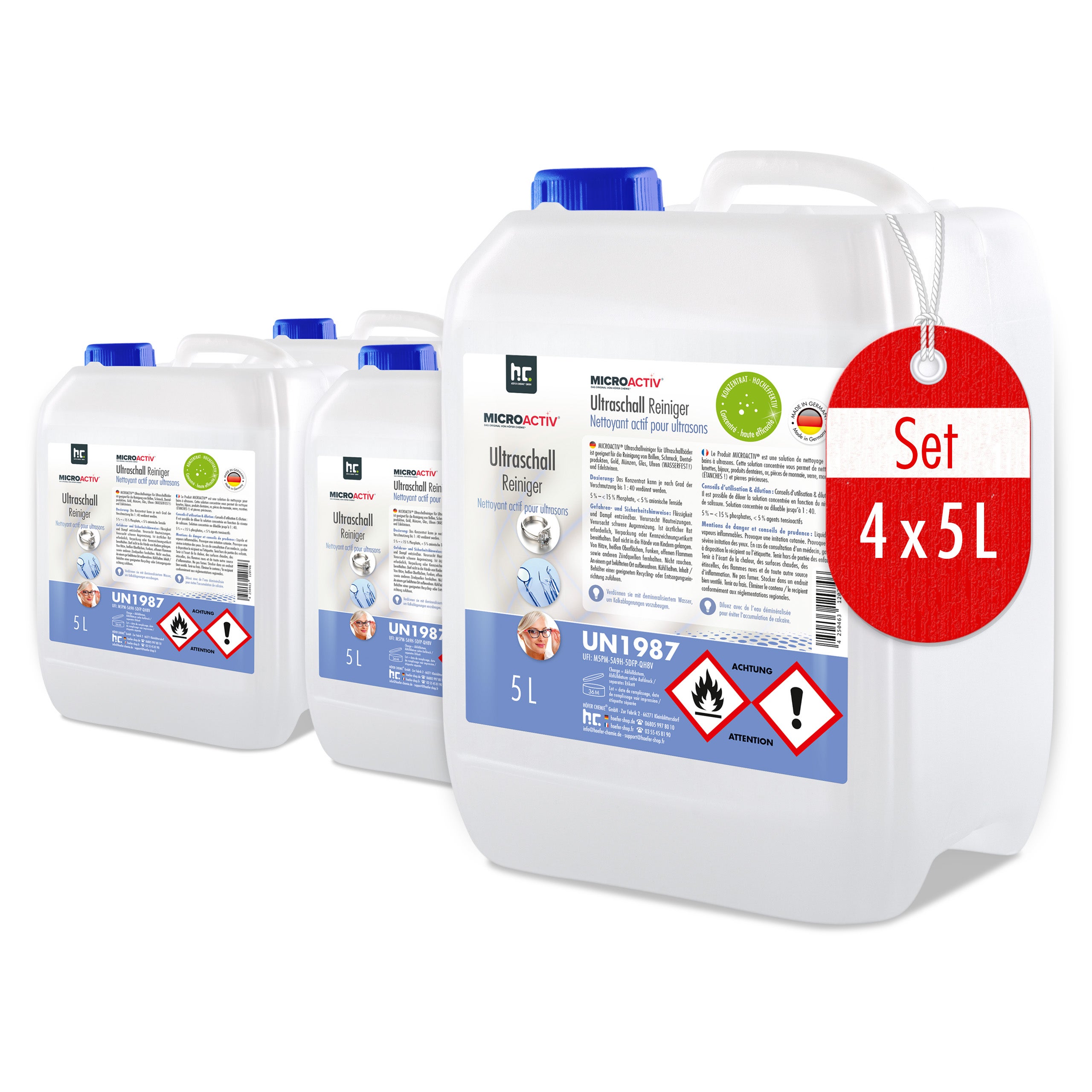 4 x Produit detergent ultrason Microactiv® en bidon de 5 L | Leroy Merlin