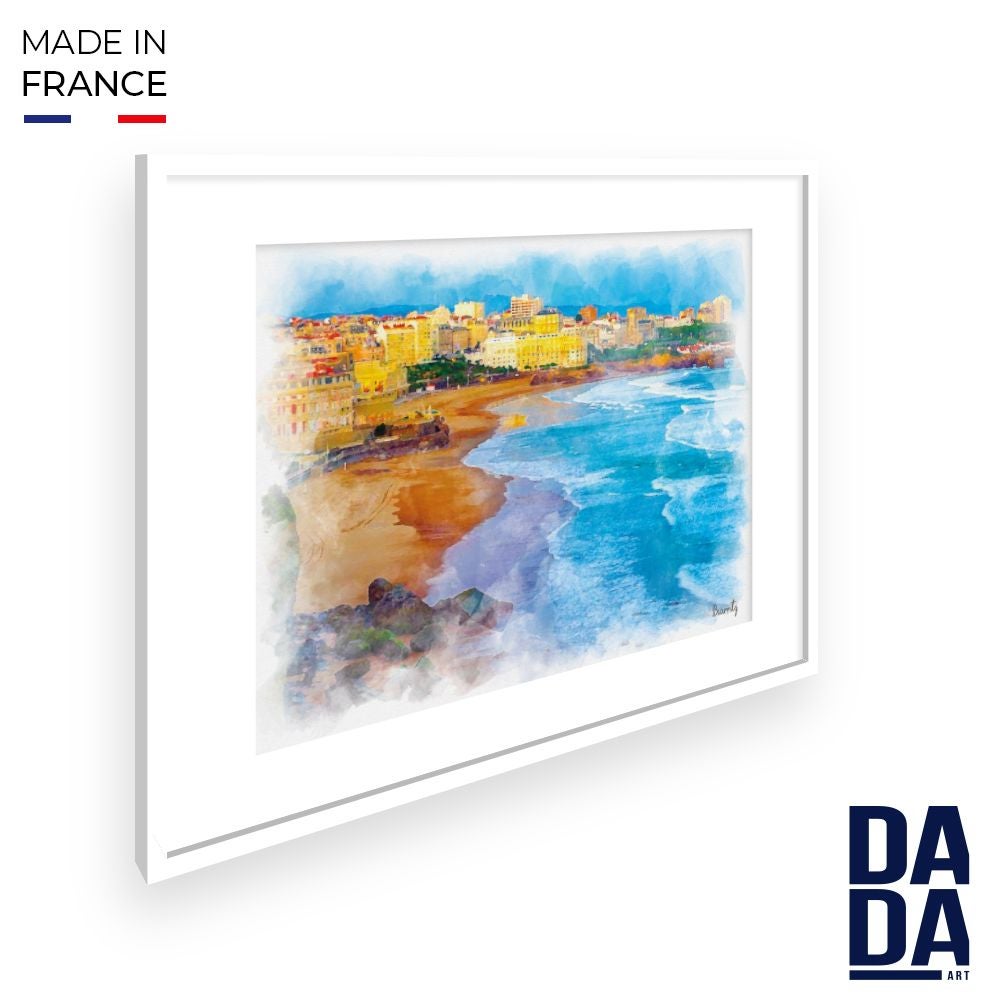 Image encadrée Côte de Biarritz / 50x70 cm / Cadre Blanc / Fabriqué en ...