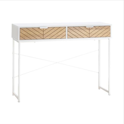 Console moderne à 2 tiroirs, table d'entrée en métal à structure ...