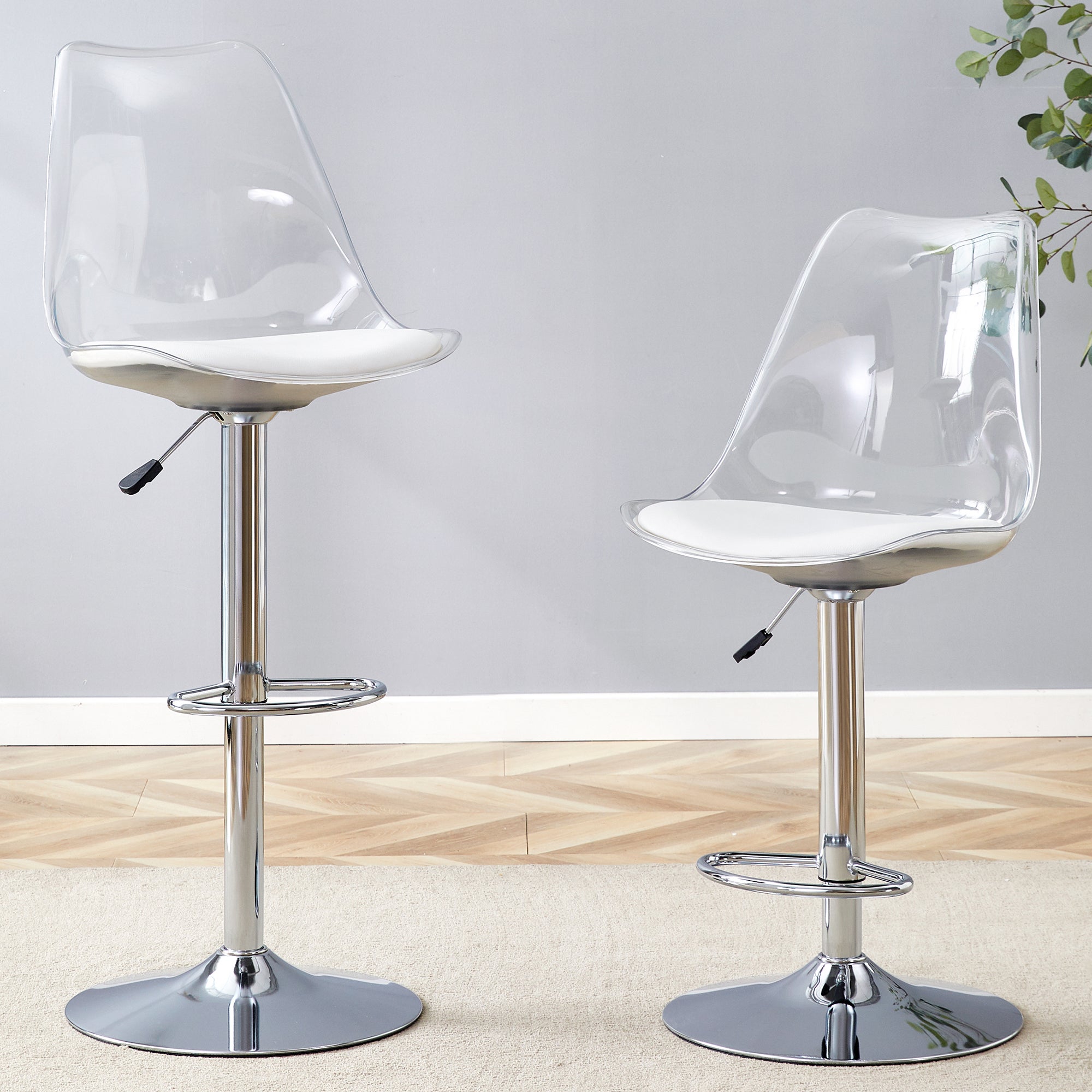 Lot de 2 tabourets de bar réglables modernes, dossier plastique ...