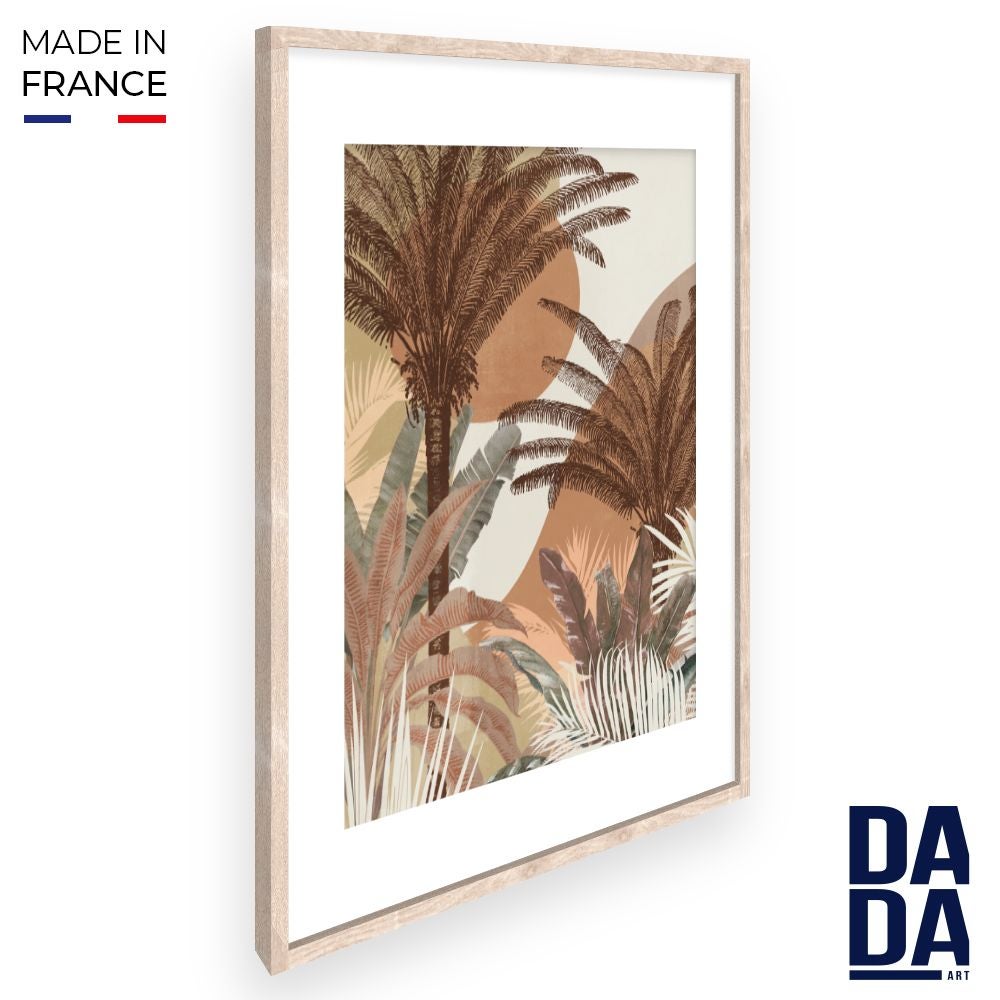 Image encadrée avec cadre CHÊNE / 50x70cm / Palmiers exotiques / Créé ...