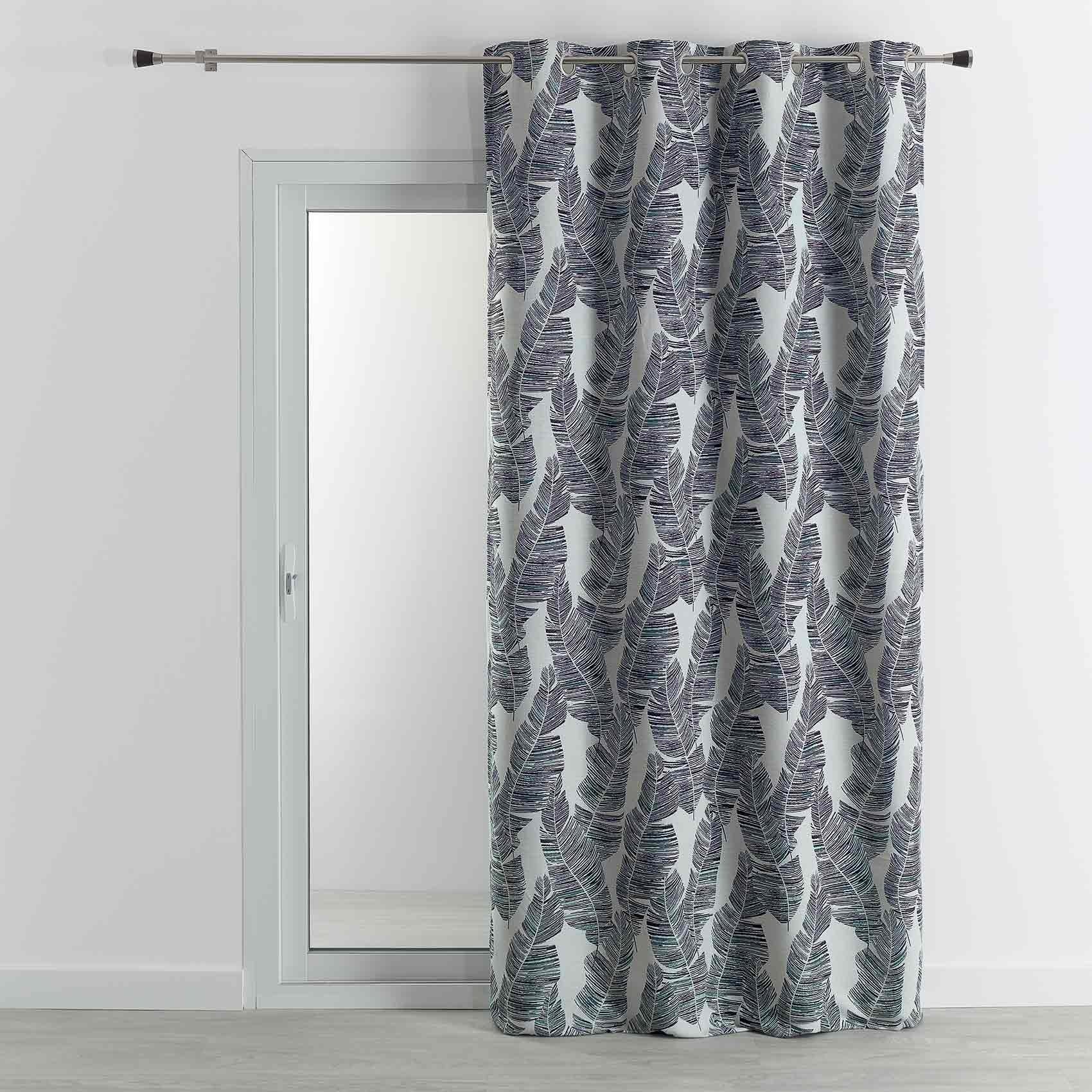 Rideau d'ameublement à jacquard plumes - Bleu Pétrole - 140x260 cm ...