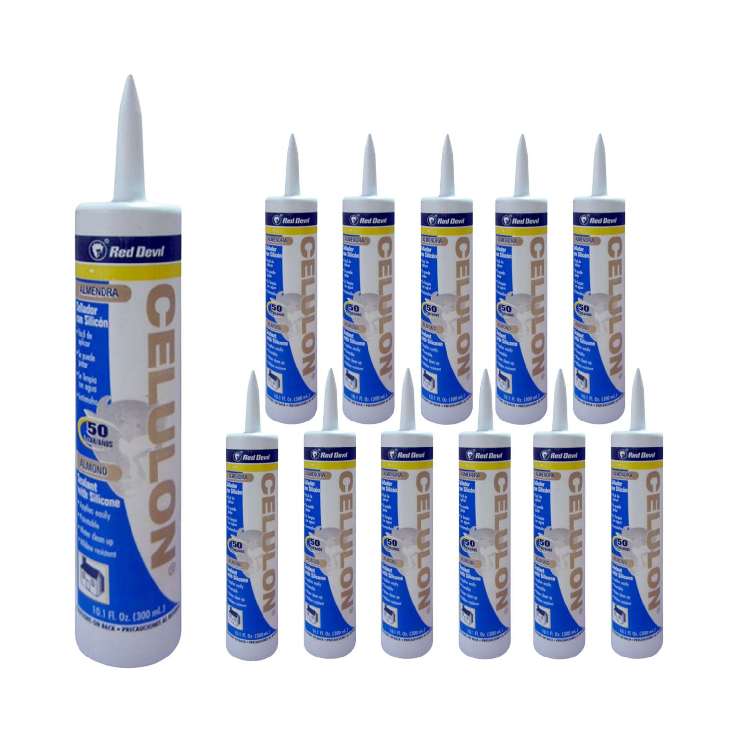 Pack 12 Selladores de Juntas Almendra 300ml Red Devil | Leroy Merlin