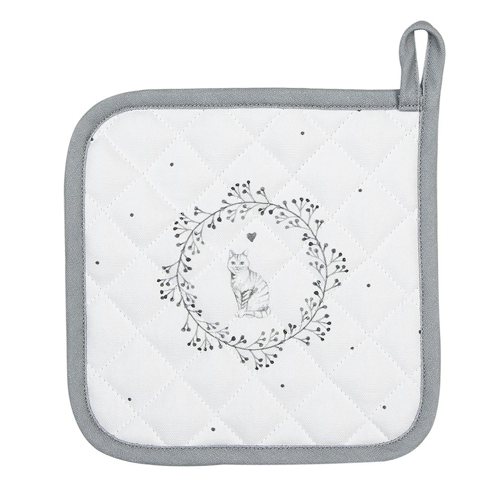 Clayre & Eef Manique 20x20 cm Blanc Gris Chat | Leroy Merlin