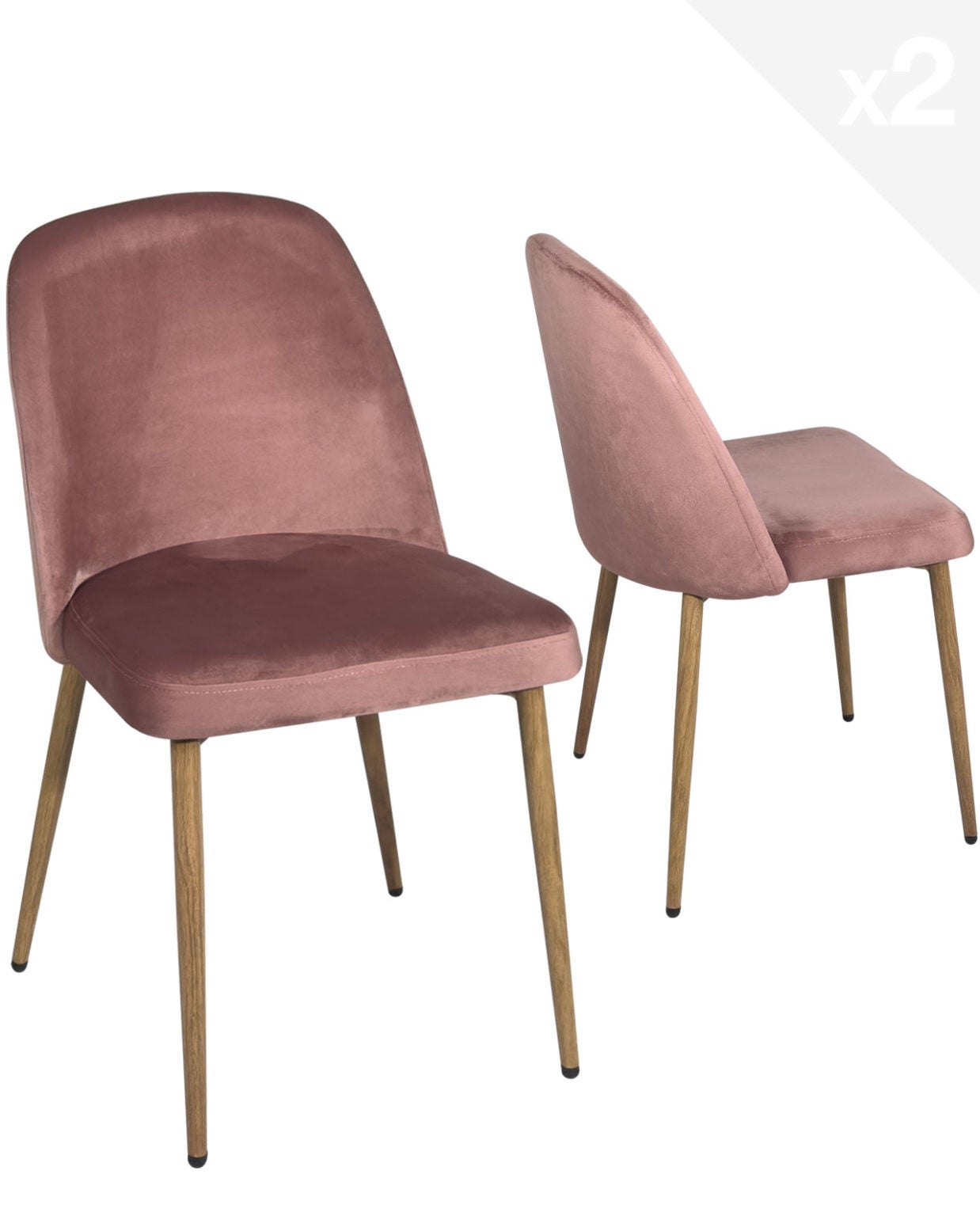 Lot de 2 chaises salon salle à manger, velours rembourré, pieds métal ...