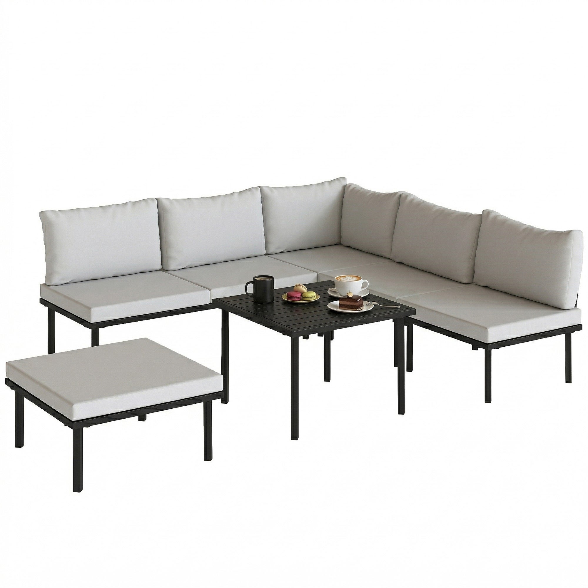 Salón jardín 5-6 personas: sofá 2 plazas + 2 sillas + esquina + mesa ...