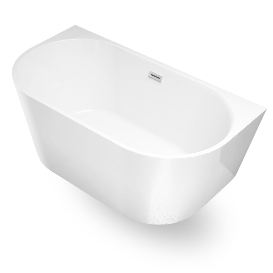 Vasca da bagno filo parete semicircolare acrilico bianco lucido 150 x ...