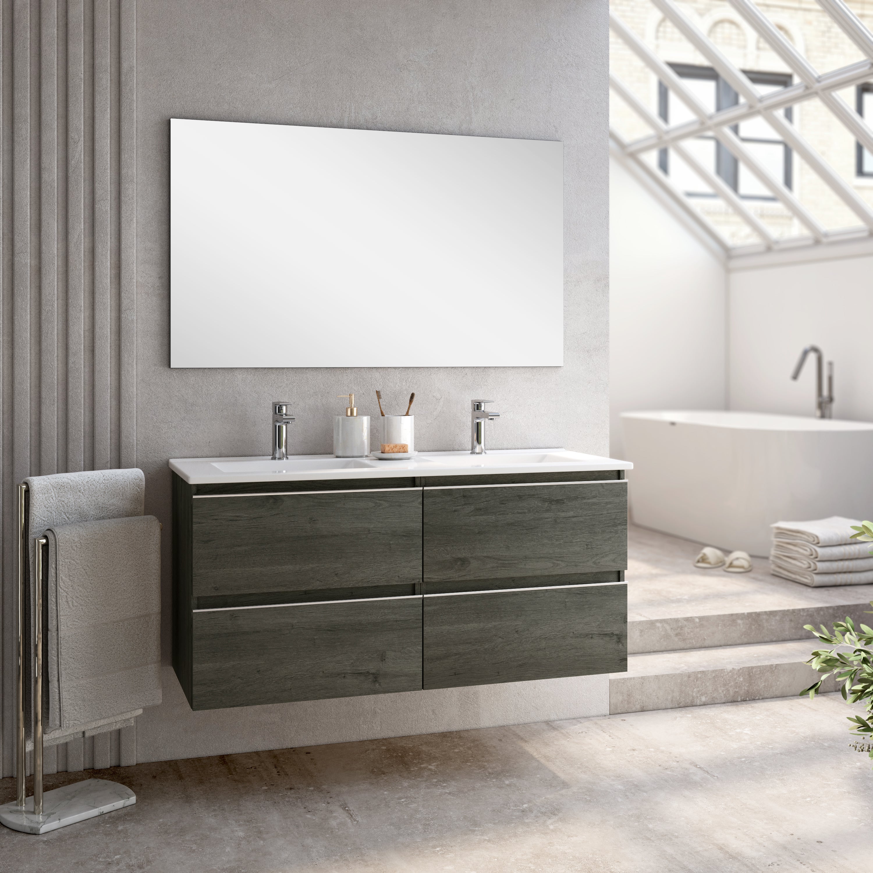 EGORE Mueble de baño ROMA 2+2 Cajones Ebony 120x45 cm | Leroy Merlin