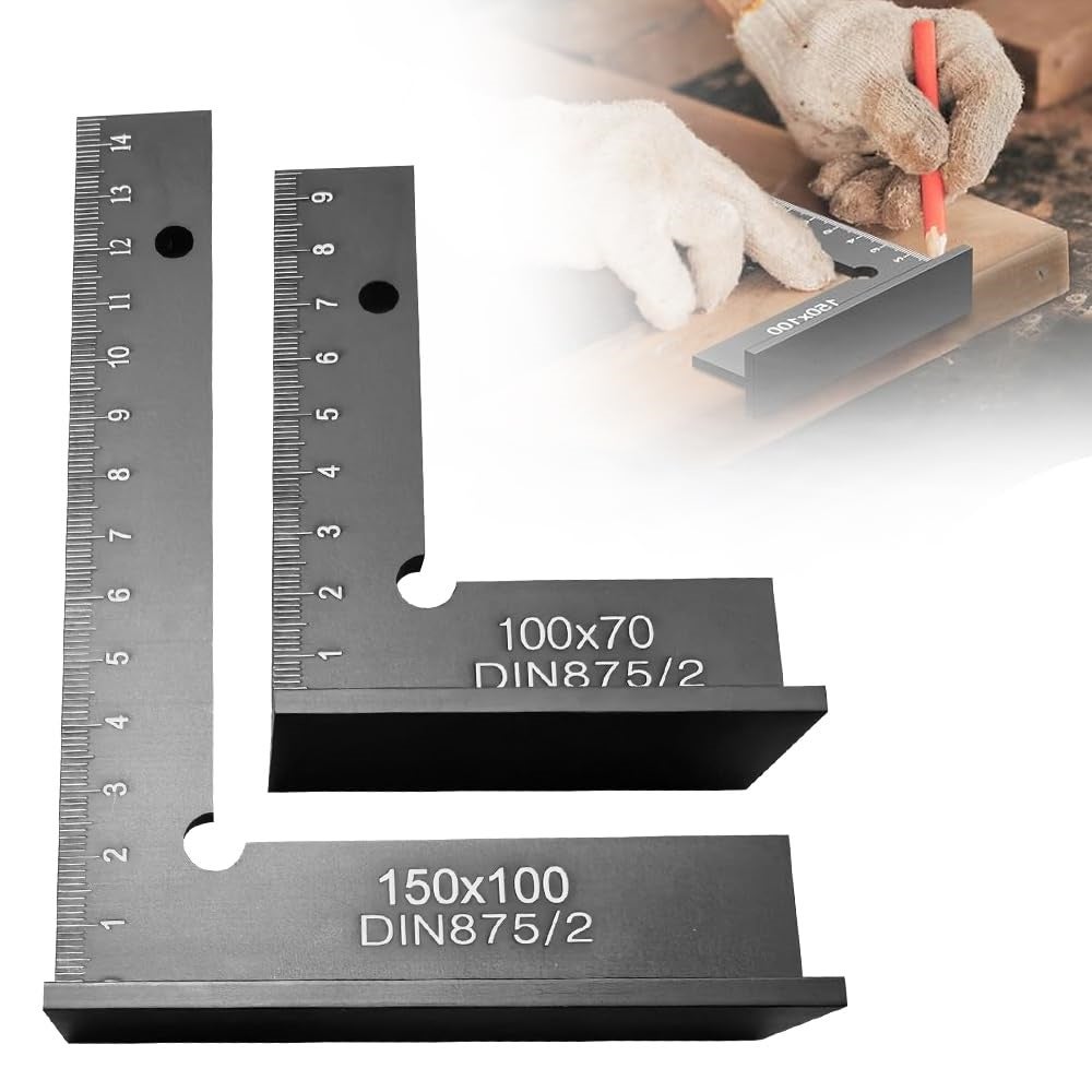 Juego de 2 reglas angulares de precisión con escala, aluminio, 150 x ...