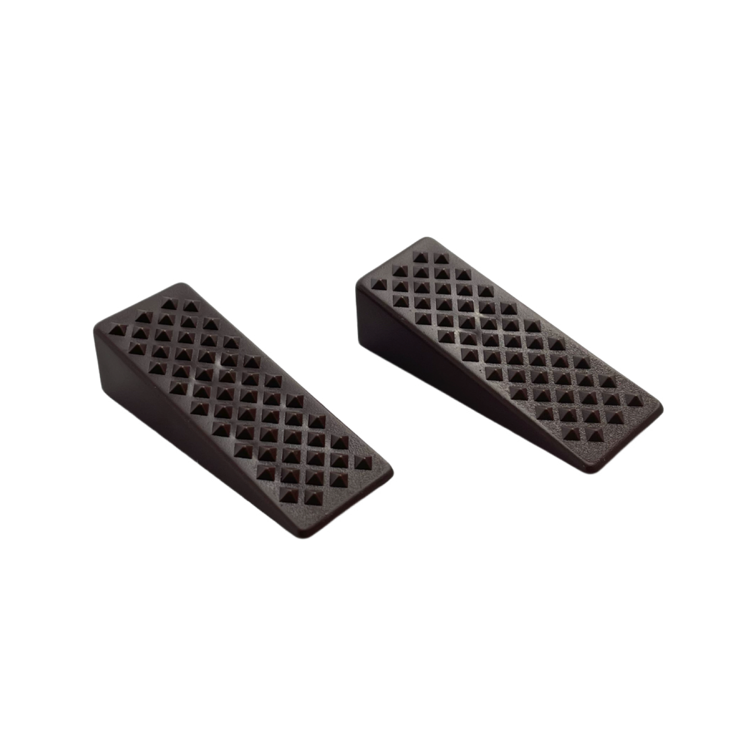 Lot de 2 cale porte triangulaires marron de petite taille en plastique ...