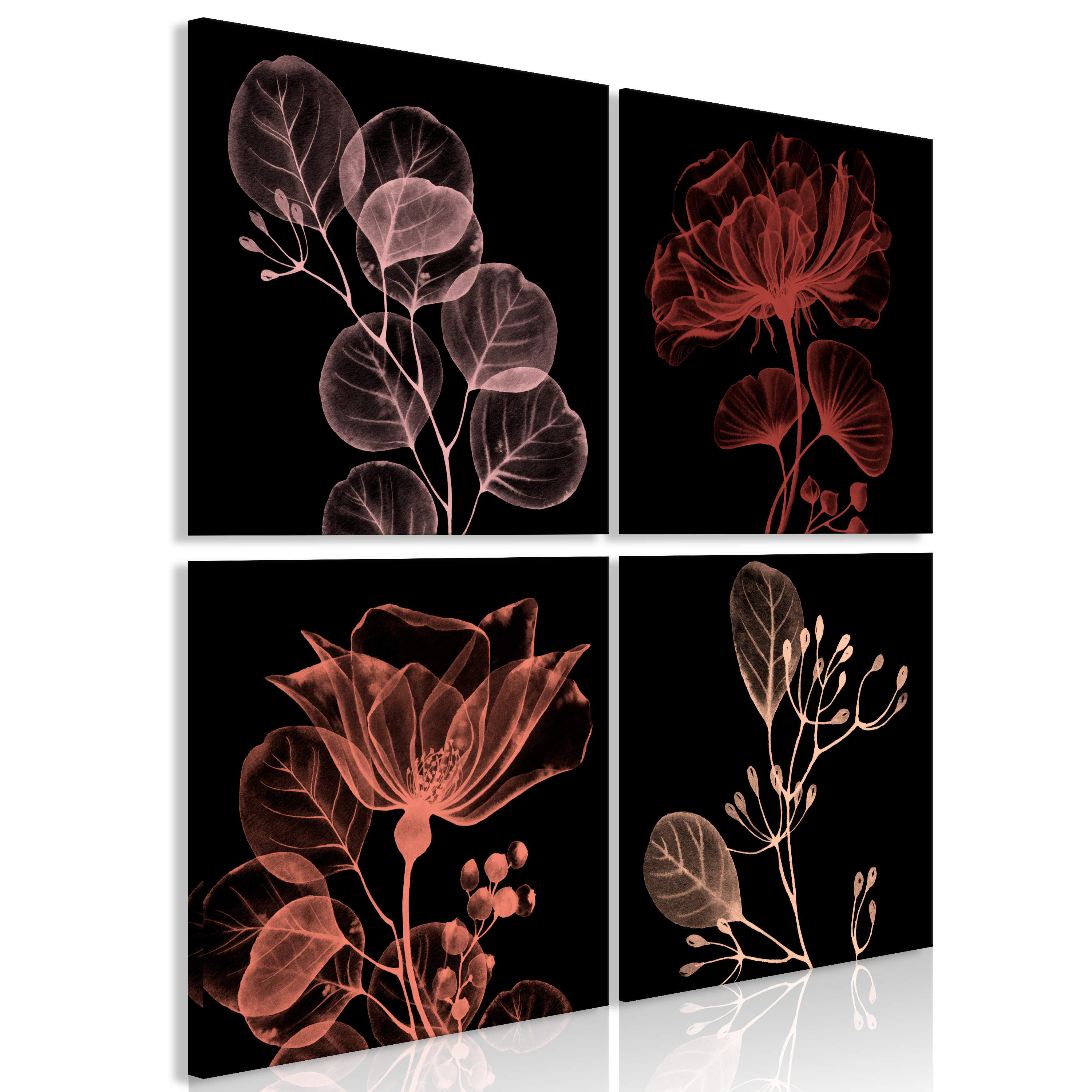 Tableau - Glowing Flowers (4 Parts) [60x60] | Leroy Merlin