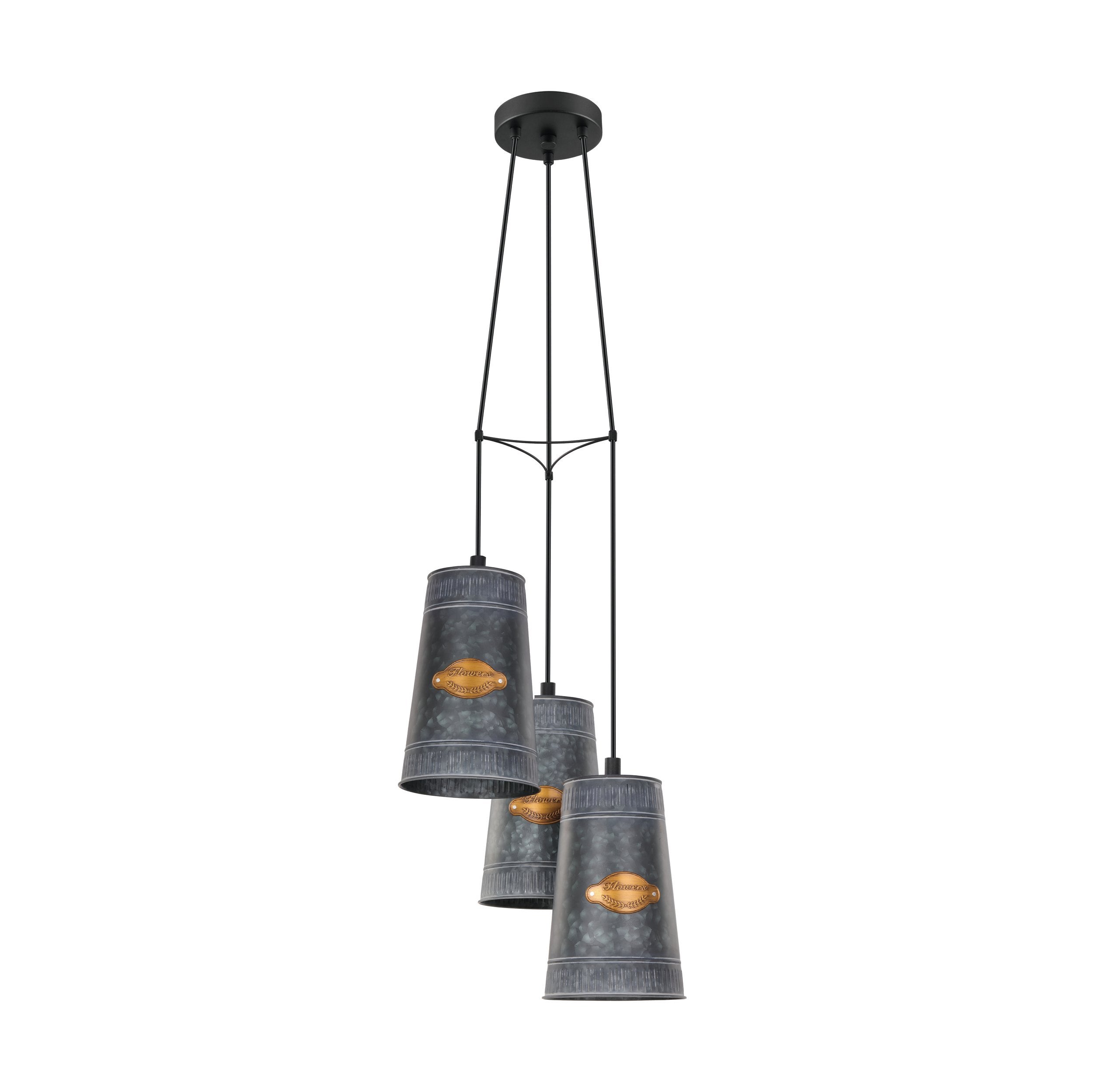 Luminaire en suspension EGLO Suspension HONEYBOURNE E27 3X60W en acier ...
