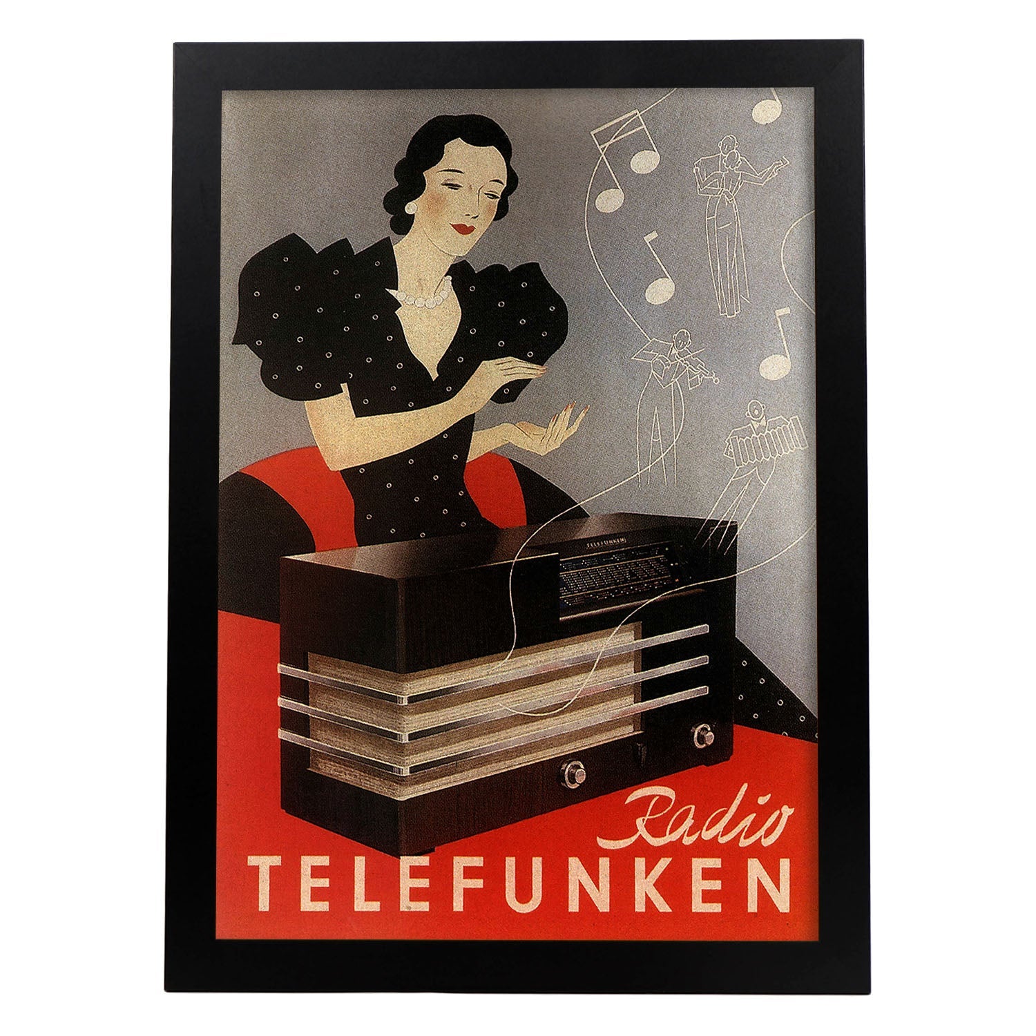 Affiche Vintage. Vinate Radio-telefunken Vinate De 1935 .. Sans Marco ...