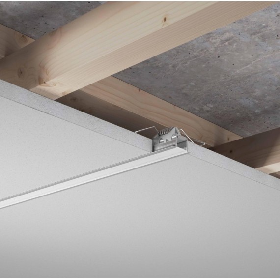 Kit Profilé Encastrable Plafond Aluminium Blanc avec Couvercle Mat – 1m ...