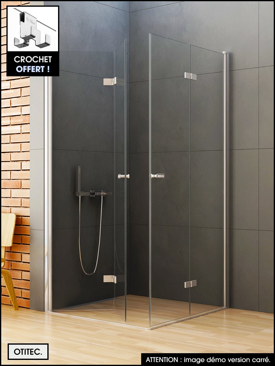 Cabine de Douche - 70 x 80 cm - Chrome - Double Portes Pliantes - avec ...