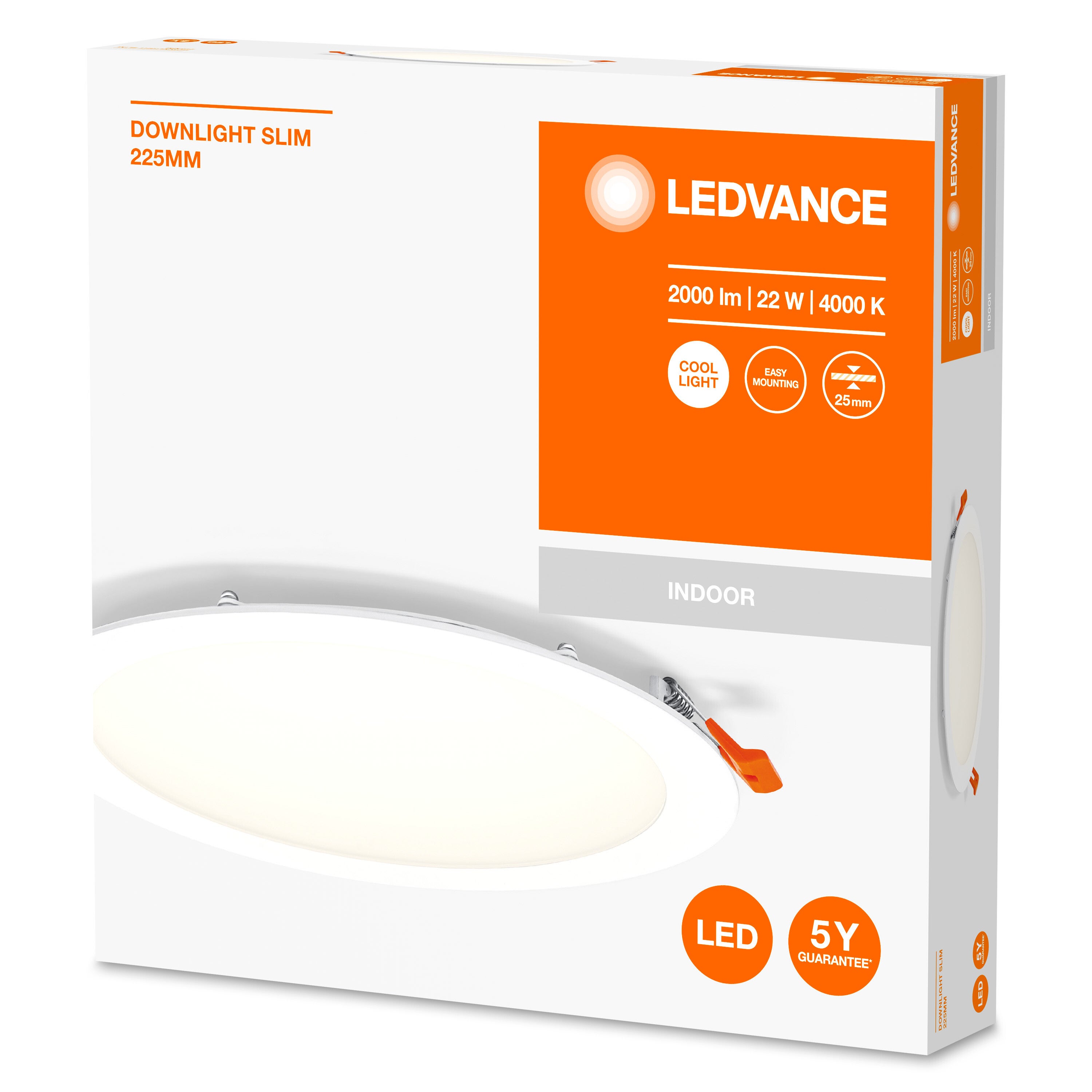 LEDVANCE Downlight LED: adapté à plafond, RECESS SLIM DOWNLIGHT / 22 W ...