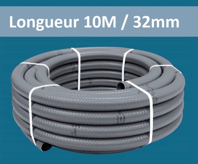 Longueur 10M / Tuyau semi rigide 32mm / Coloris Gris / diamètre ...