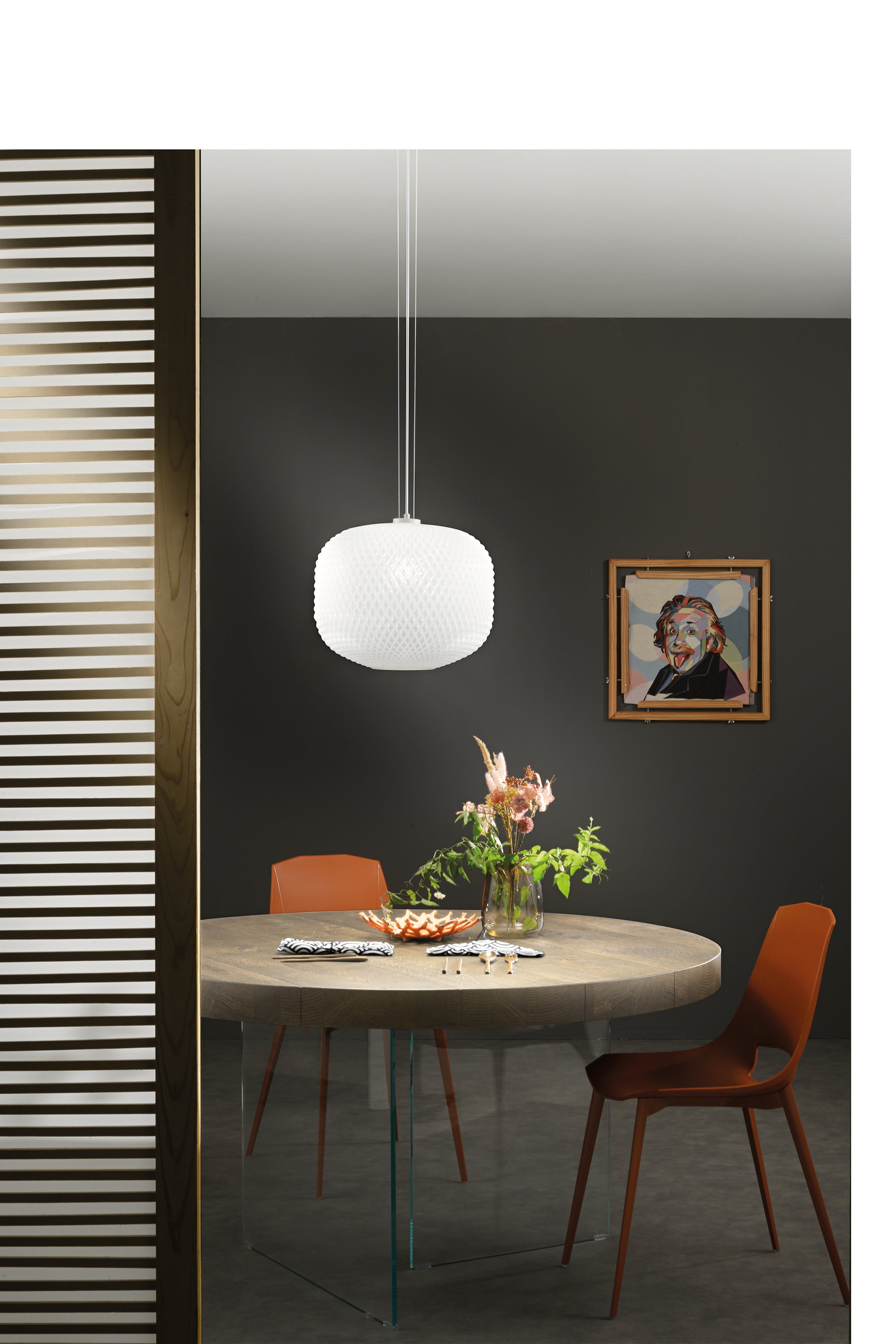 Lampe à suspension ASHFORD en verre blanc 150x40 cm. | Leroy Merlin