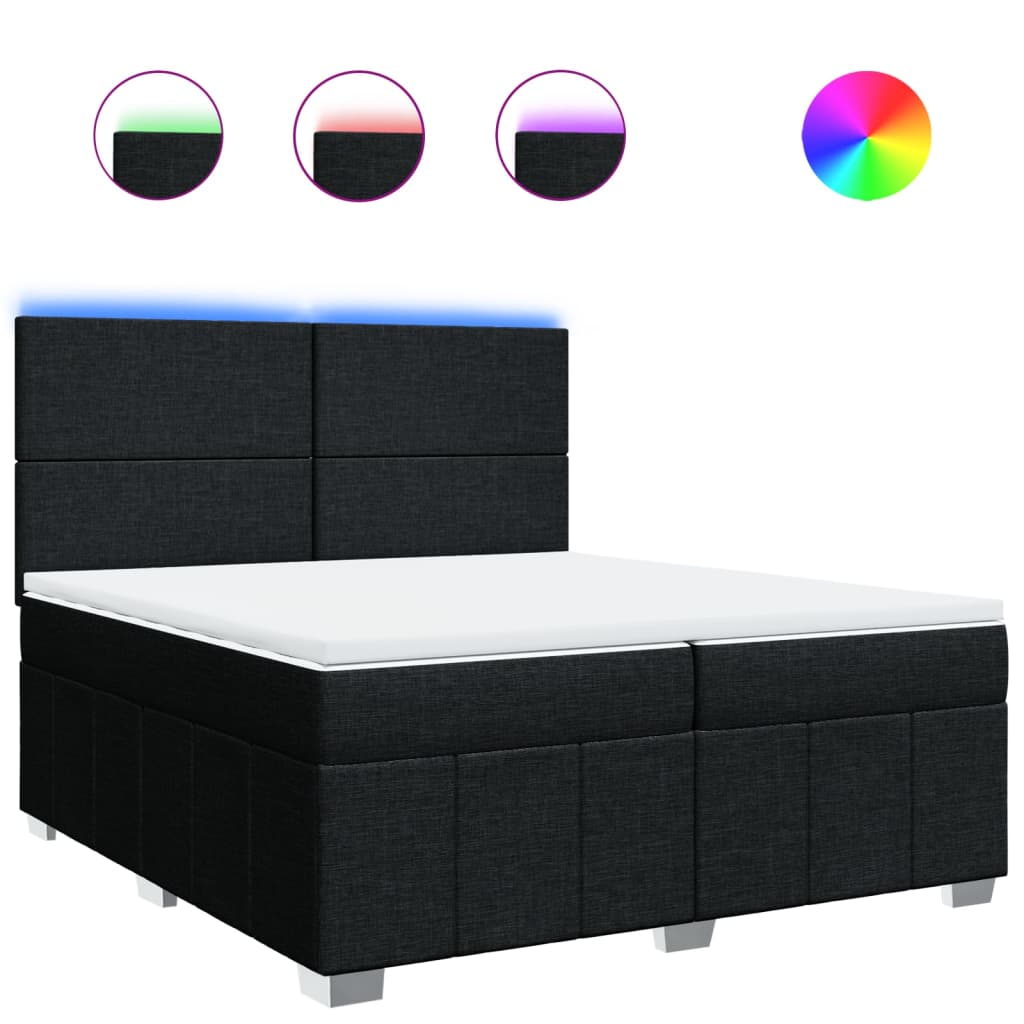 Cama box spring con colchón tela negro 200x200 cm | Leroy Merlin