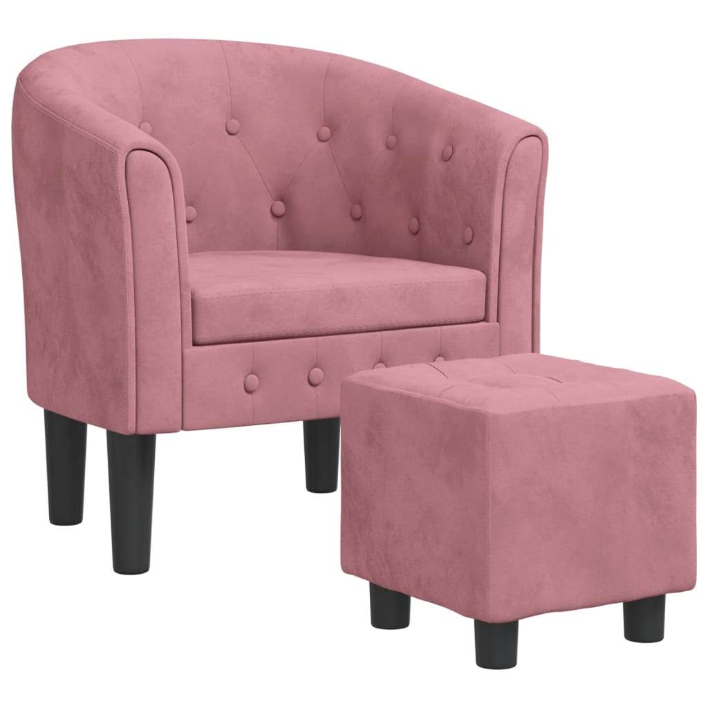Fauteuil de Salon | Chaise | Fauteuil avec repose-pied rose velours ...