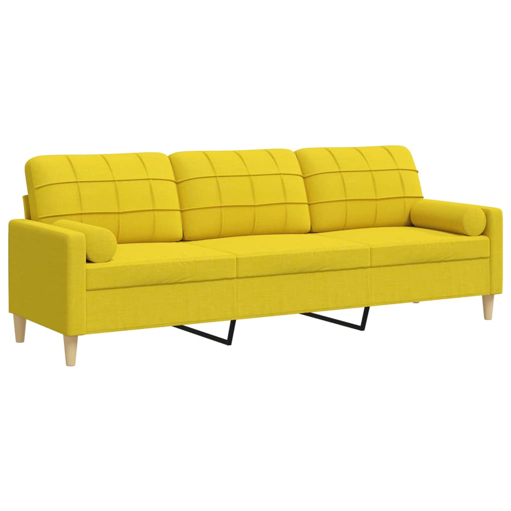 Sofá de 3 plazas con cojines tela amarillo claro 210 cm - COMFORTXL ...