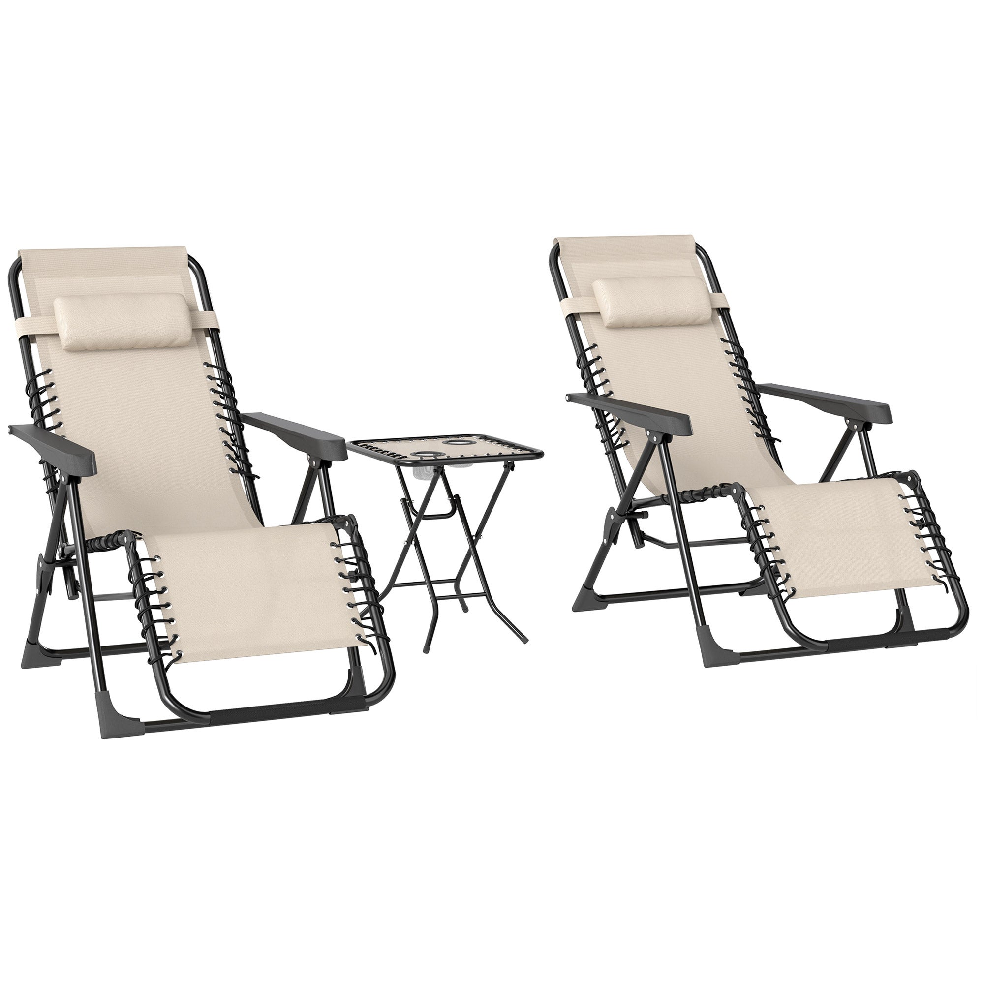 Conjunto de Tumbonas Outsunny Metal, Textilene Beige 90x65x110 cm 84G-718V00BG | Leroy Merlin