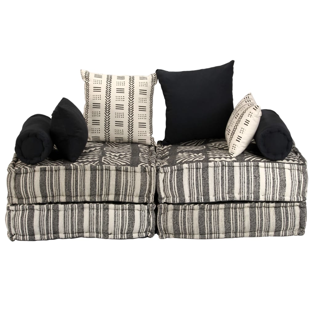 Pouf modulable 2 places en tissu rayé gris | Leroy Merlin