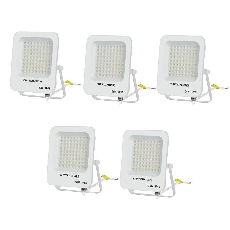Lot de 5 Projecteurs LED 50W Blanc Étanche IP65 4500lm 250W Blanc ...