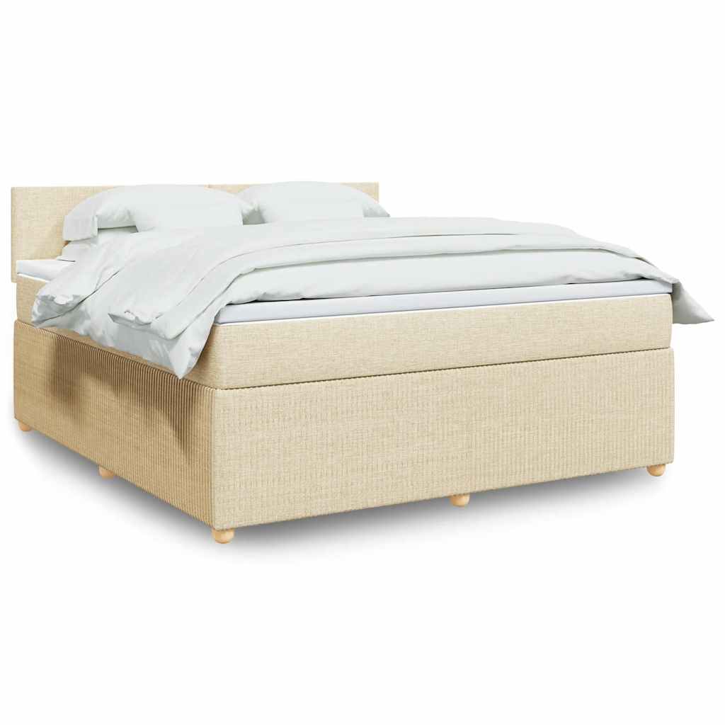 Cama box spring con colchón tela color crema 180x200 cm | Leroy Merlin