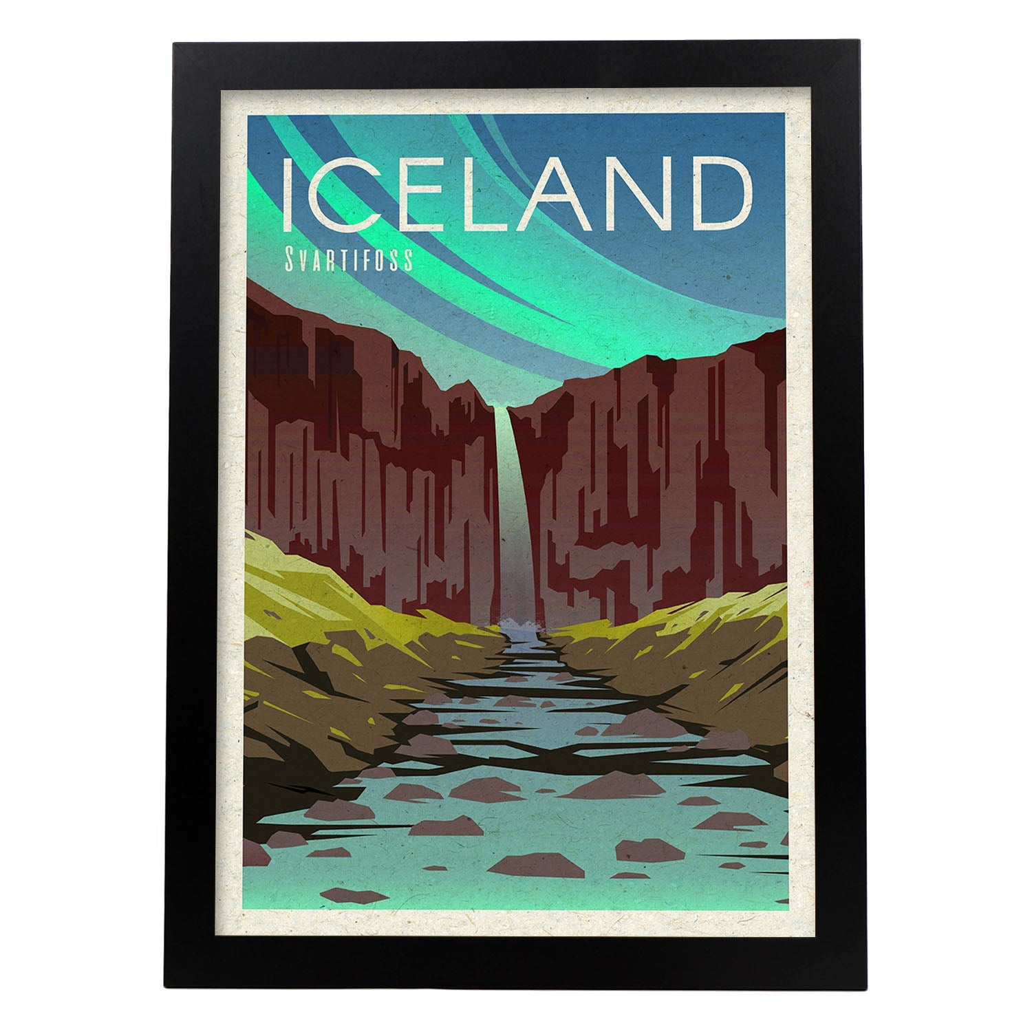 Islande Stratifiée. Style Vintage. Affiche De La Ville En Couleurs ...