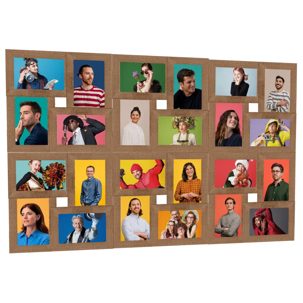 Collage de cadres photo de photo 24x(10x15 cm) Marron clair MDF vidaXL ...