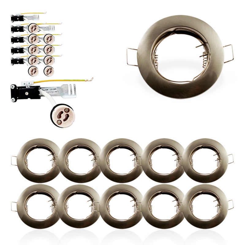 Lot de 10 Supports de plafond Support LED Encastrable 60mm Satin Nickel ...
