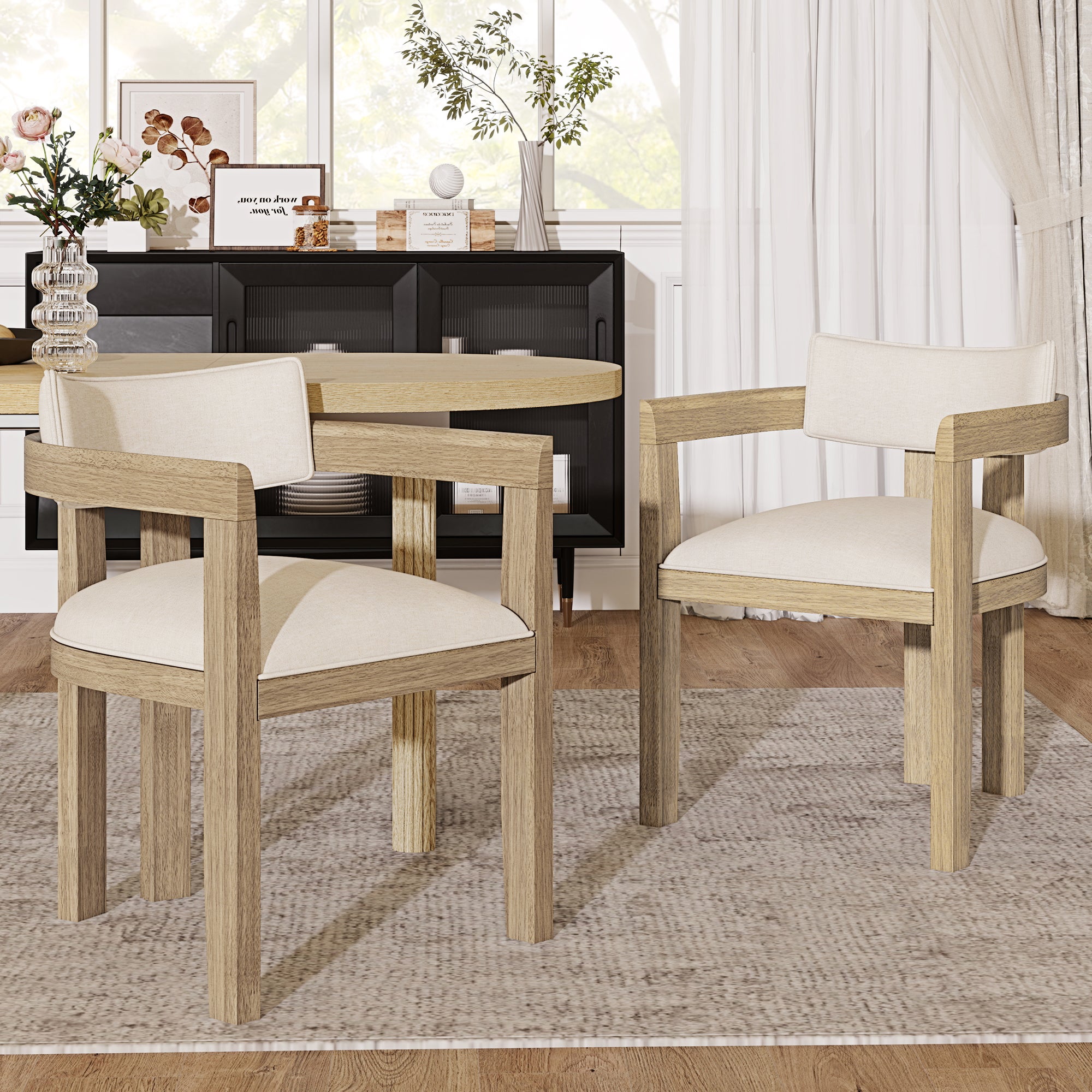 Juego de 2 sillas de comedor con reposabrazos, fácil montaje, capacidad ...