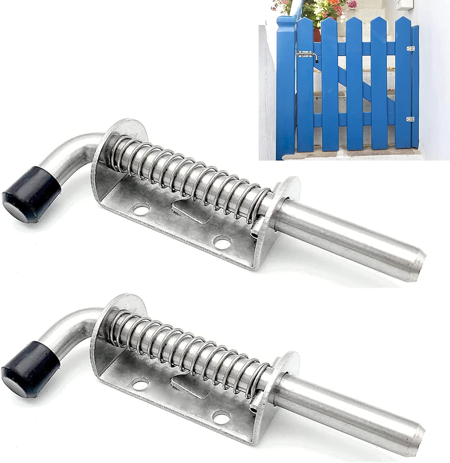 Lot de 2 Verrous à Ressort Inox – Loquets Robustes pour Garage, Jardin ...