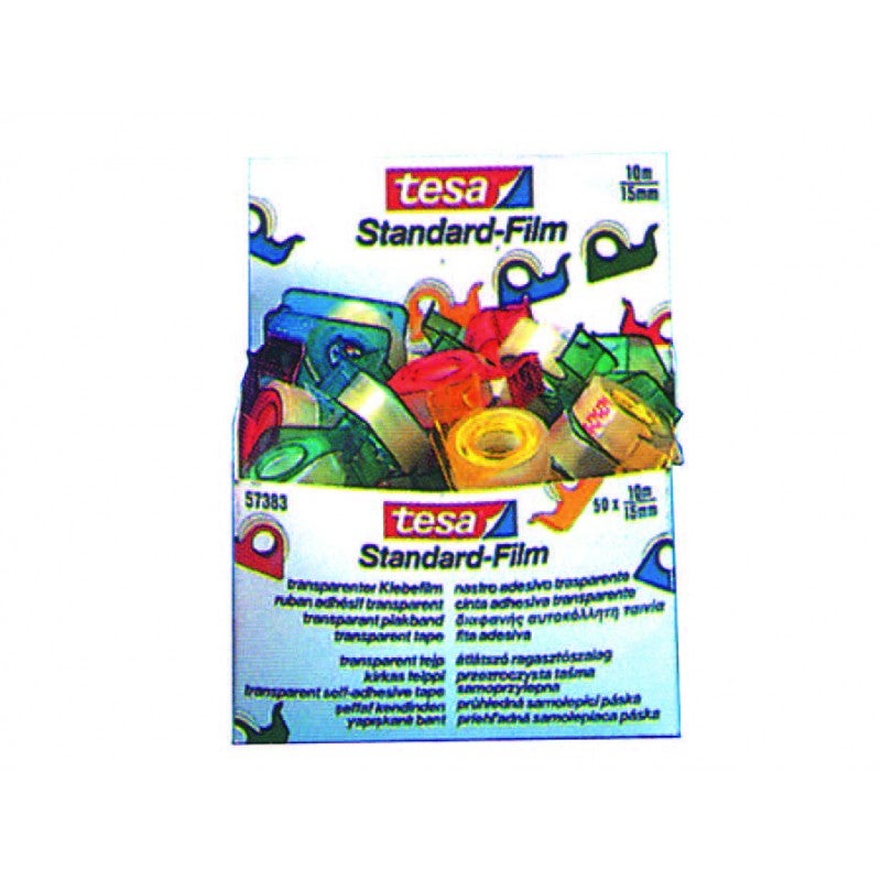 Cinta adhesiva tesa standard 10 mt x 15 mm con dispensador (Pack de 100 ...