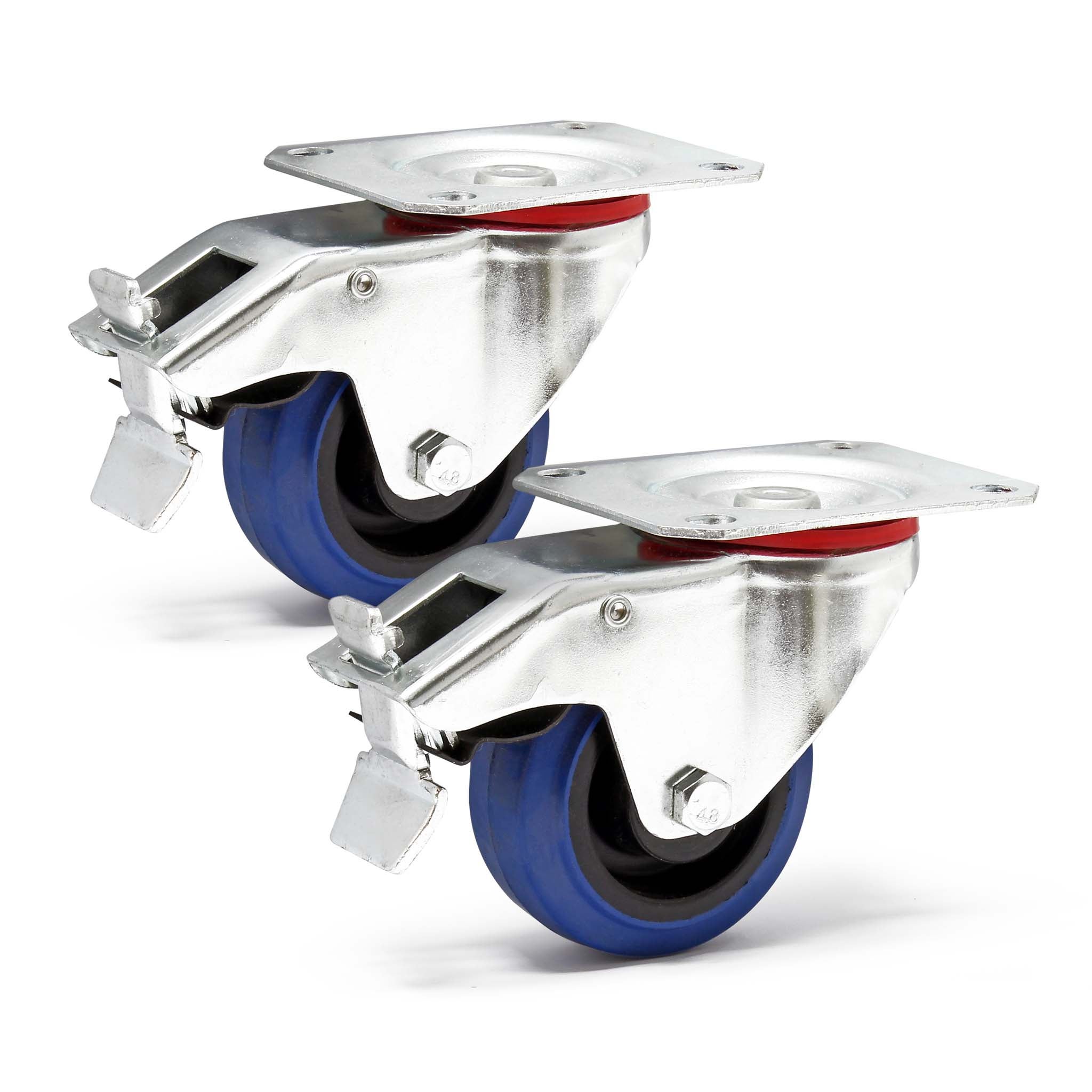 Wiltec Jeu 2x Roulette pivotante en plastique – Ø 80 mm – Capacité de ...