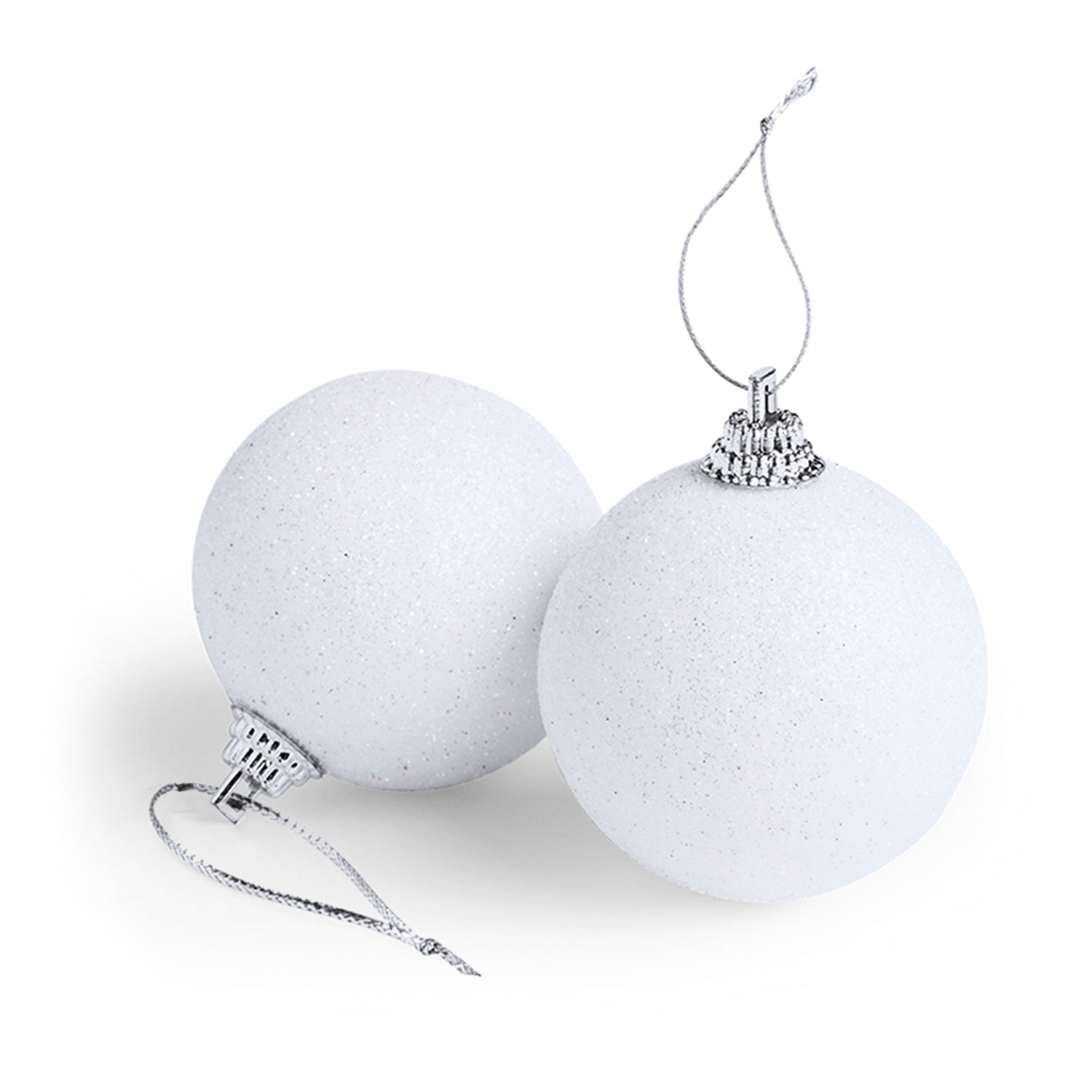 Pack de 6 boules de Noël à suspendre de couleur blanc métallisé 10x5x18 ...