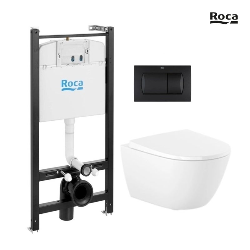 BASTIDOR ROCA ACTIVE PACK CISTERNA EMPOTRADA Y PULSADOR NEGRO MATE CON ...