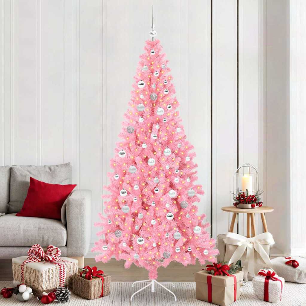 Sapin de Noël avec 300 LED avec support Rose 210 cm PVC | Leroy Merlin