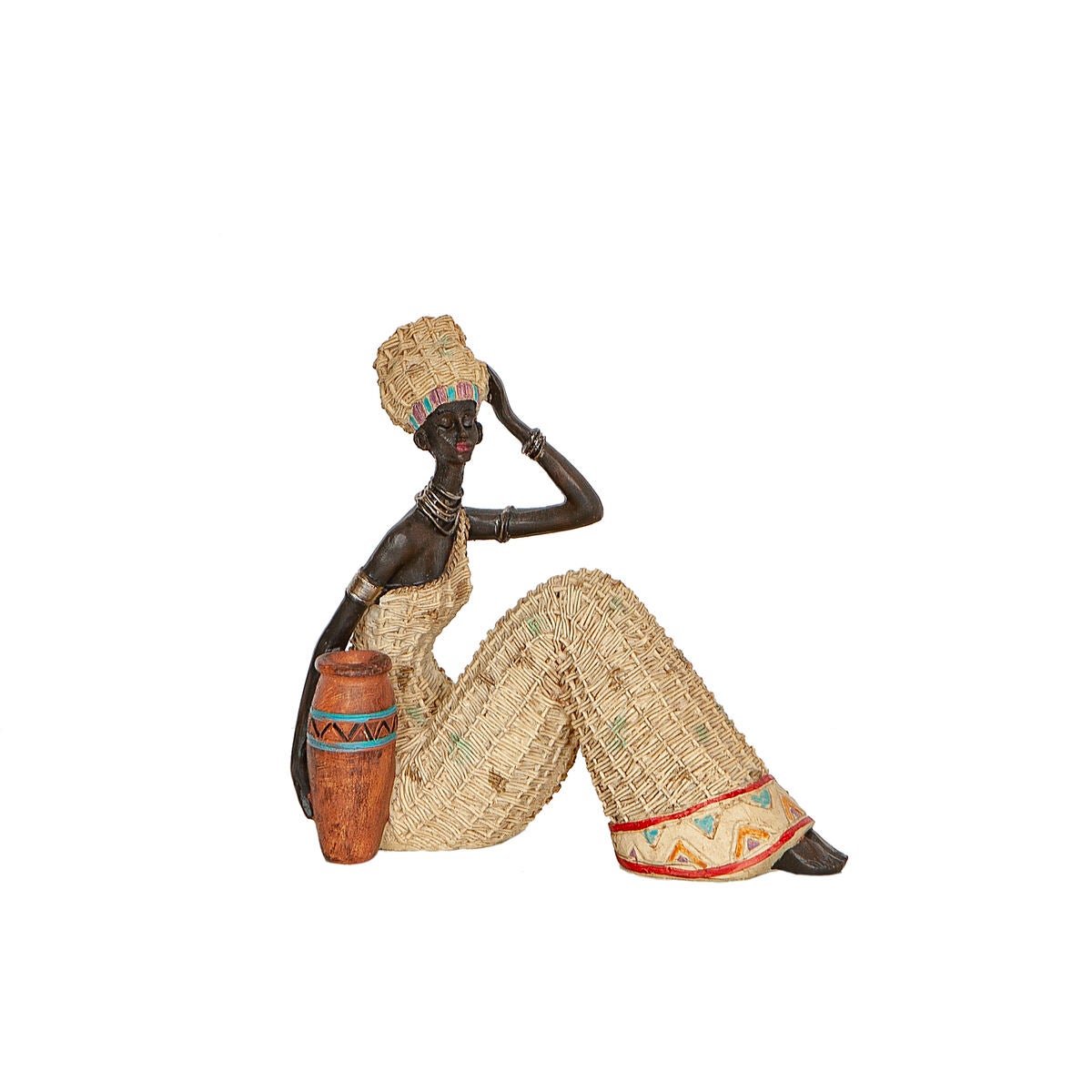 Figura Decorativa Romimex Multicolor Resina Africana Jarrón 20 x 20 x ...
