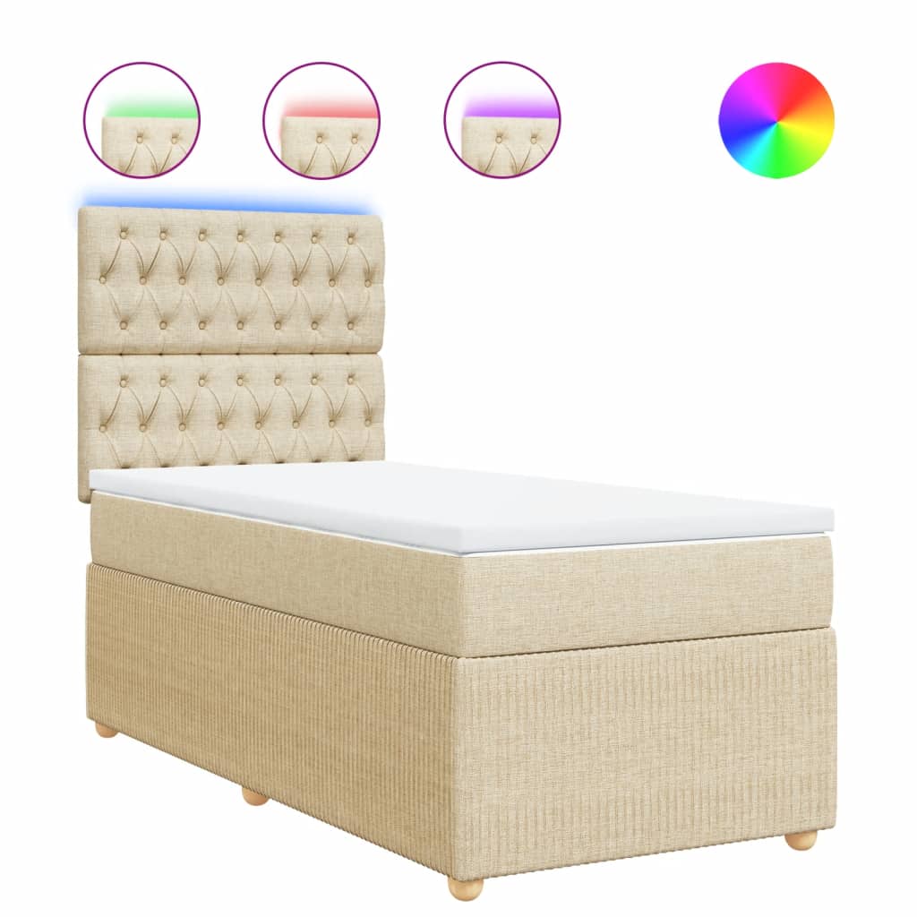 Cama box spring con colchón tela color crema 100x200 cm | Leroy Merlin